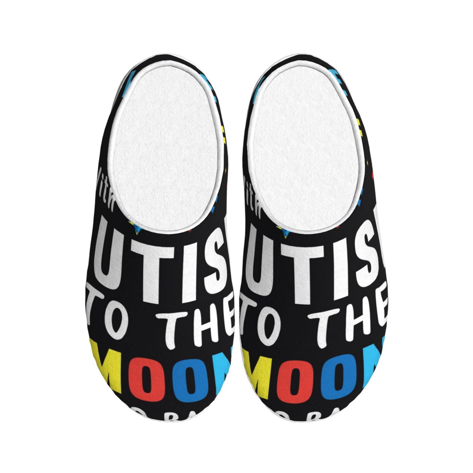 Easygdp I Love With Autism To The Moon And Back Slippers for Women Mens ...