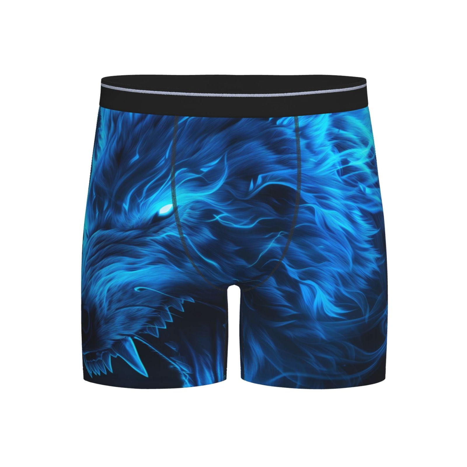 Easygdp Ice Blue Fire Wolf Men's Boxer Briefs Men’s Underwear Boxer ...