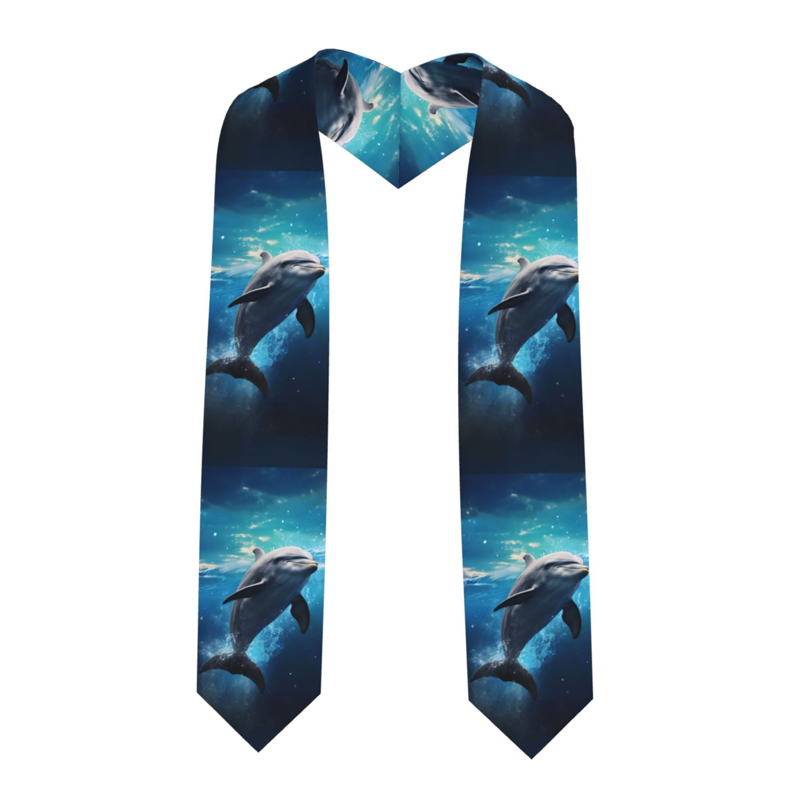 Easygdp Ice Blue Ocean Cute Dolphin Unisex Adult Graduation Stole Shawl ...