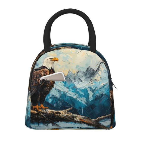 Easygdp Iceberg Bald Eagle Large Insulated Lunch Bag，Aluminum Lining ...