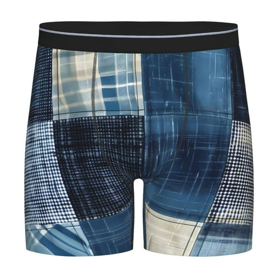 Easygdp Indigo Patchwork Quilt Men's Boxer Briefs Men’s Underwear Boxer ...