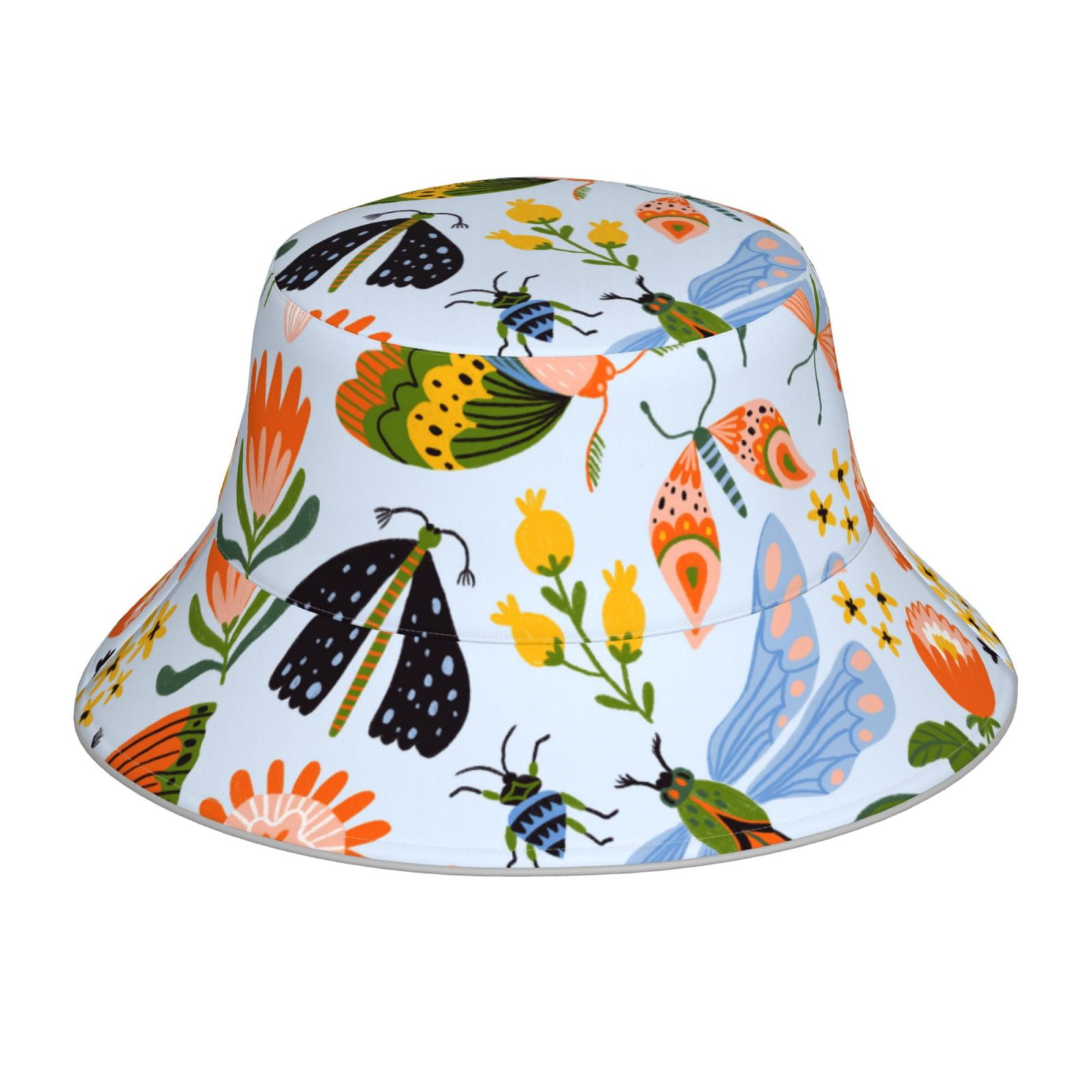 Easygdp Insects and Flowers Double-Sided Reflective Fisherman Hat for ...