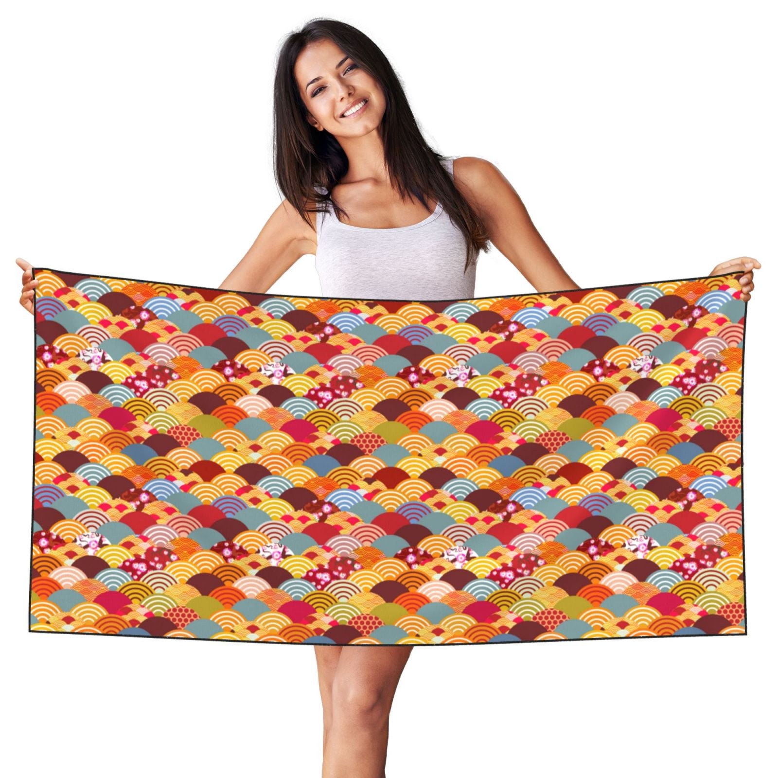 Easygdp Japanese Style Fish Scales Beach Towel 27.5X55 Inches Quick Dry ...
