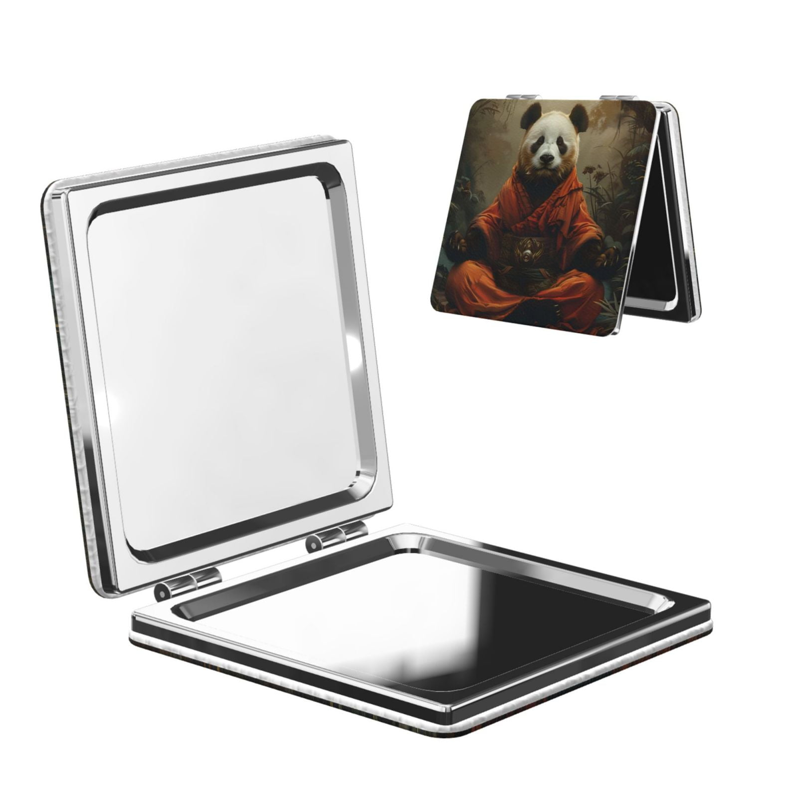 Easygdp Jungle Meditating Panda Travel Makeup Mirror, 2X Magnifying ...