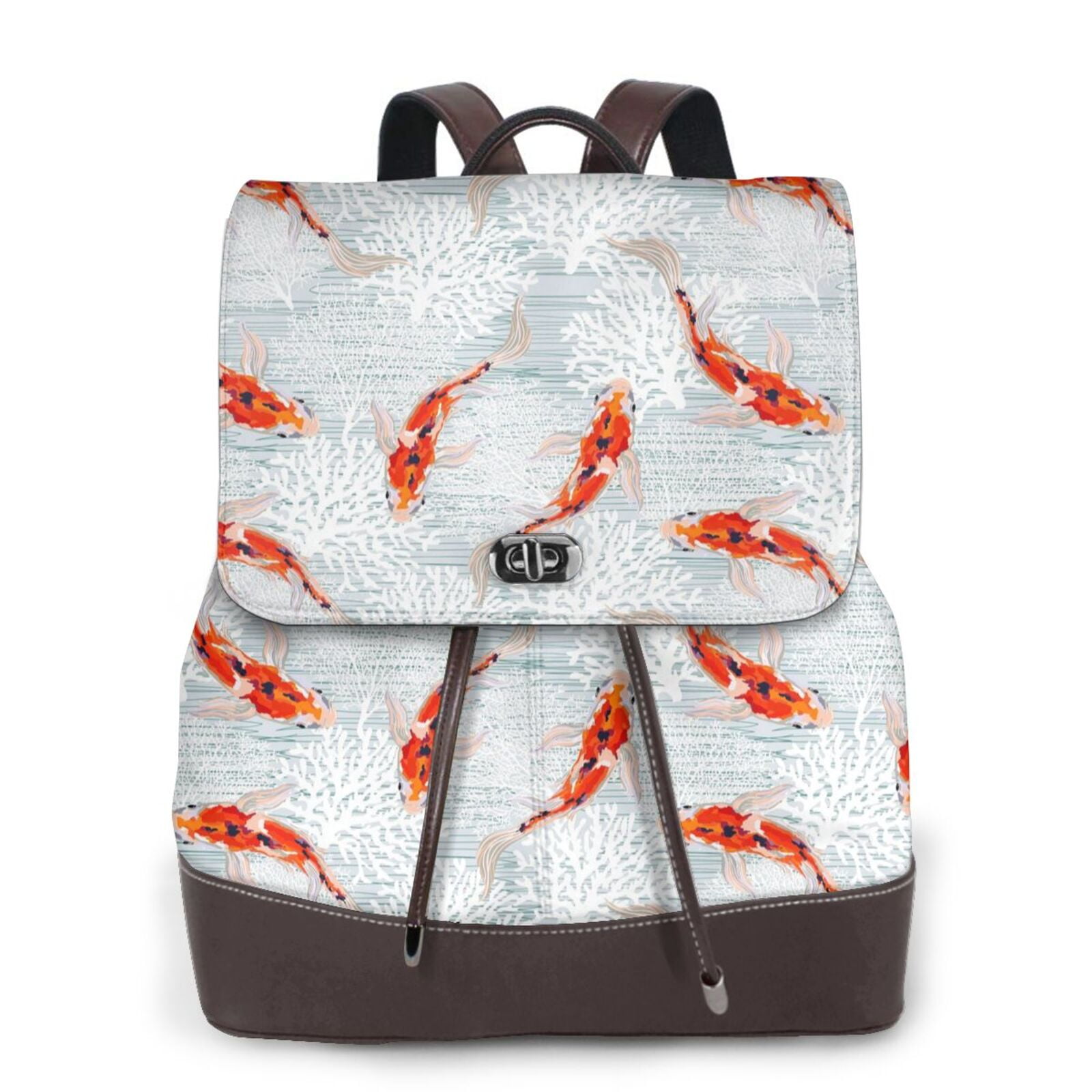 Easygdp Koi Fish Corals,Spring Summer Leather Backpack Purse Ladies ...