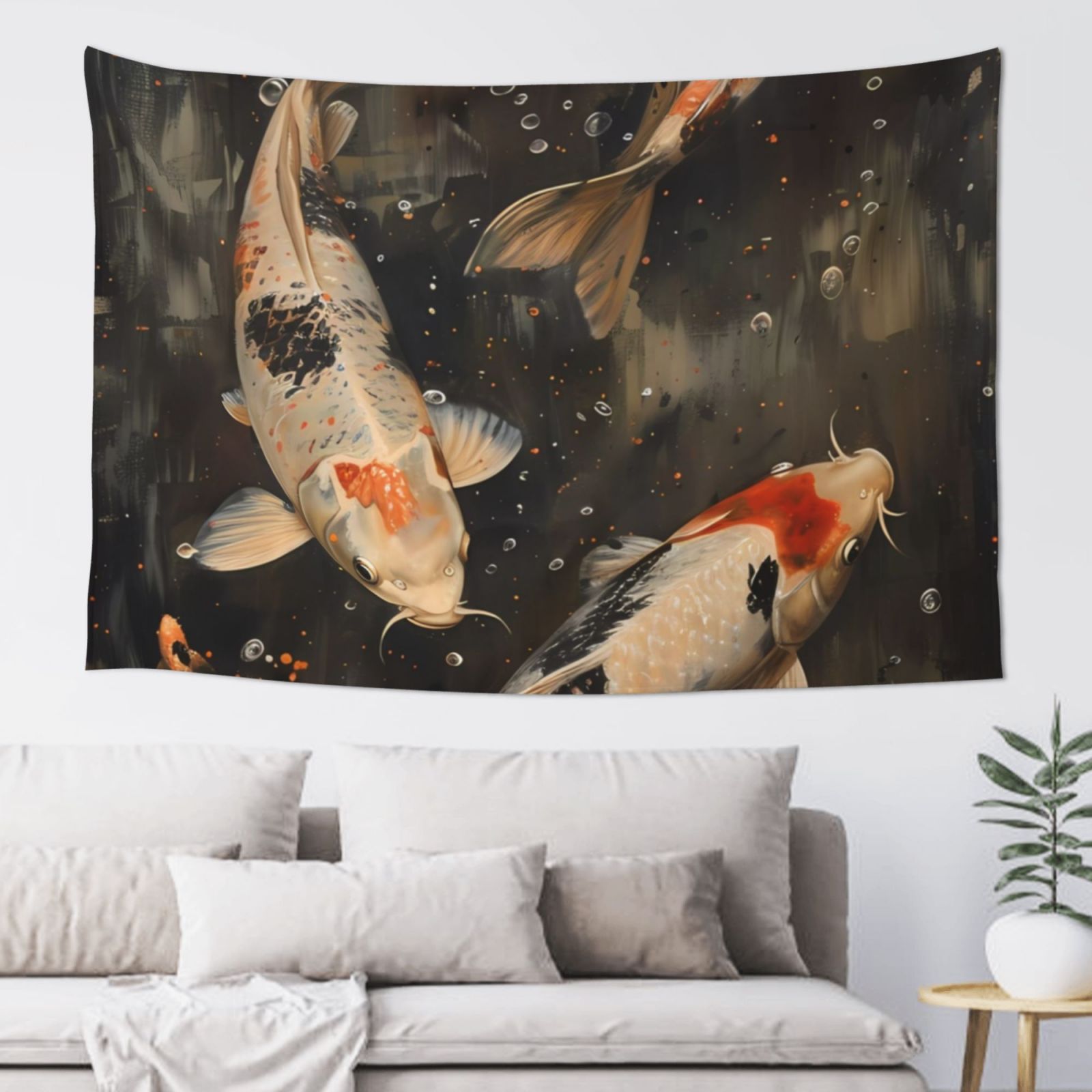 Easygdp Koi Fish Tranquility Tapestry Wall Hanging, Wall Tapestries for ...