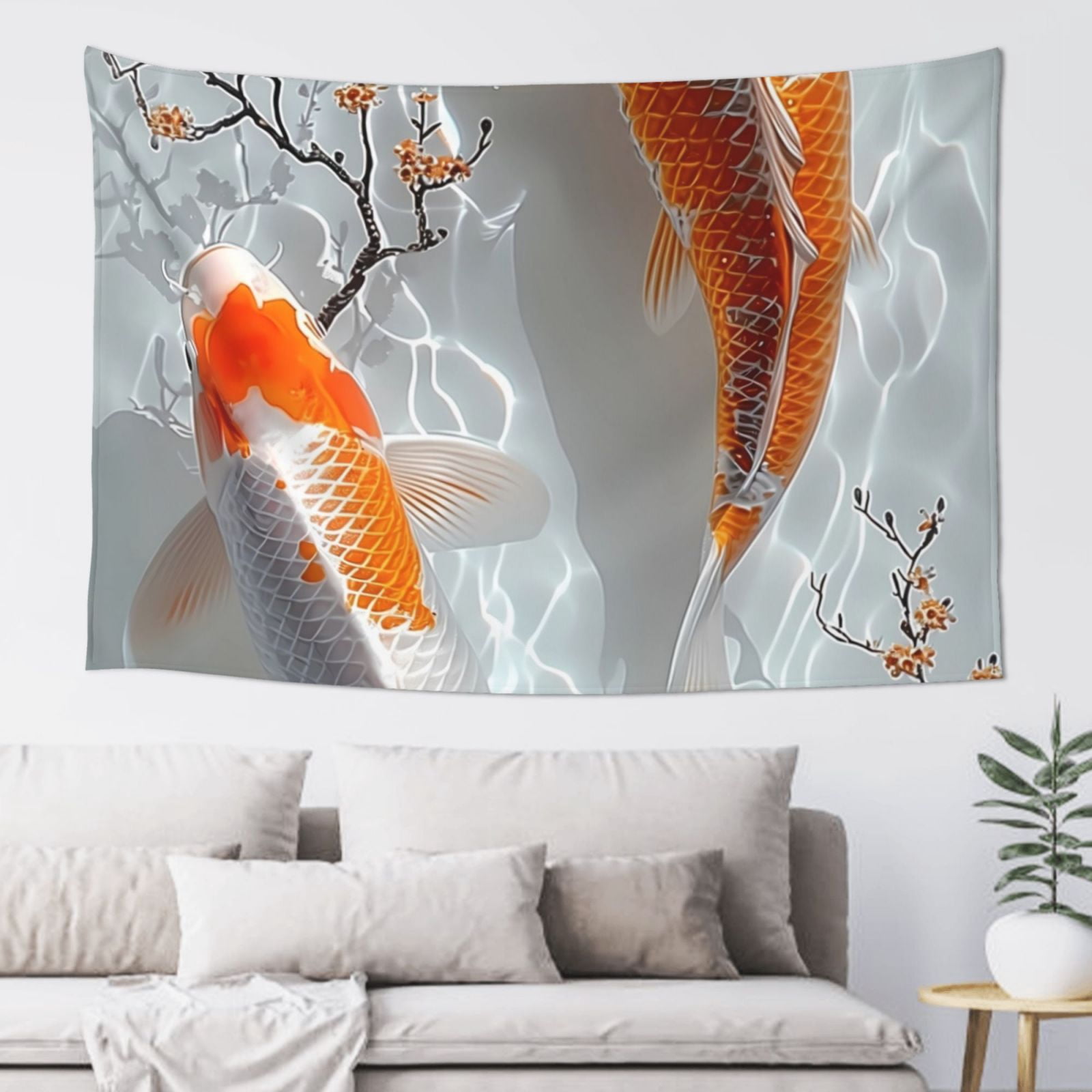 Easygdp Koi Fish Water Tapestry Wall Hanging, Wall Tapestries for ...