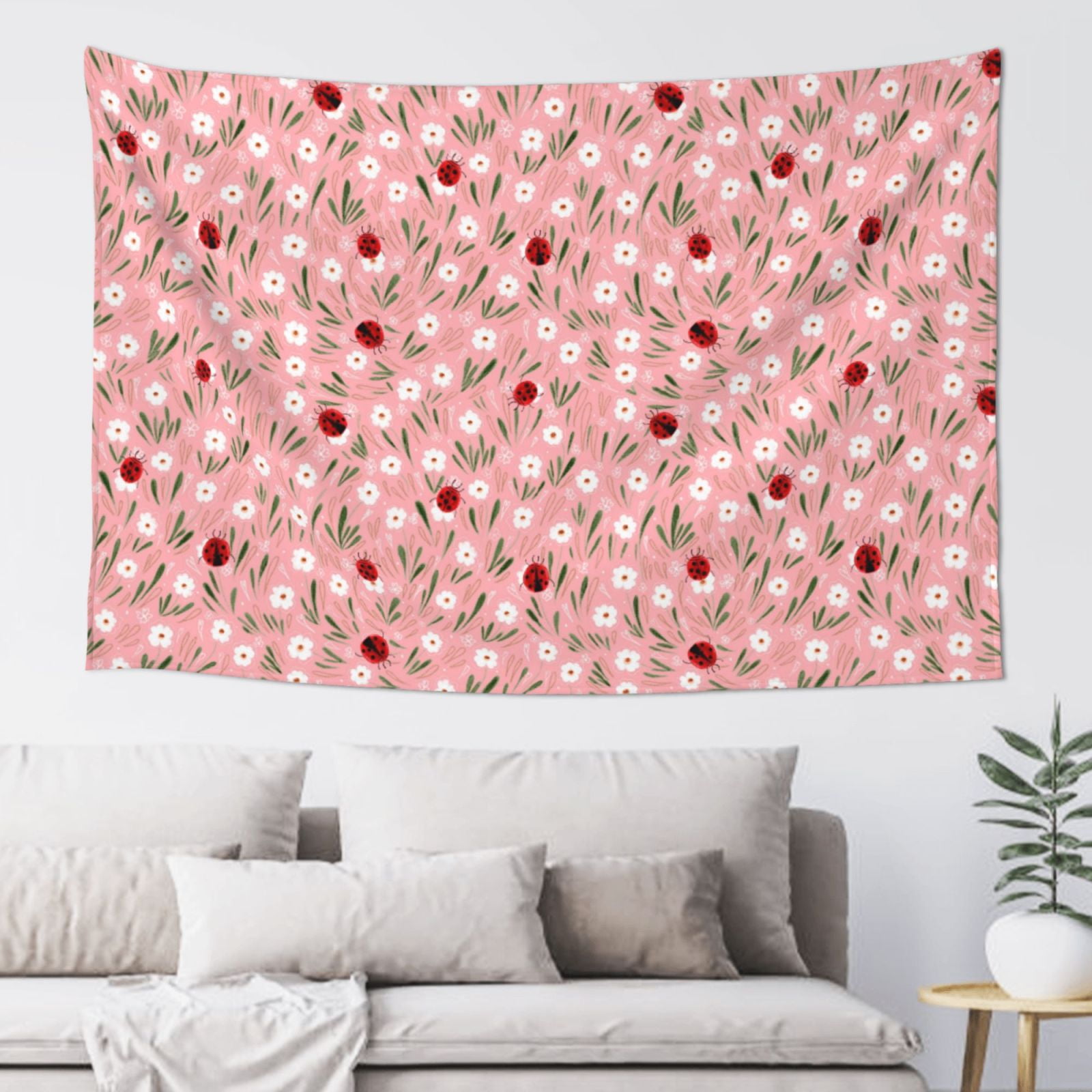 Easygdp Ladybug And Flowers Tapestry Wall Hanging, Wall Tapestries for ...