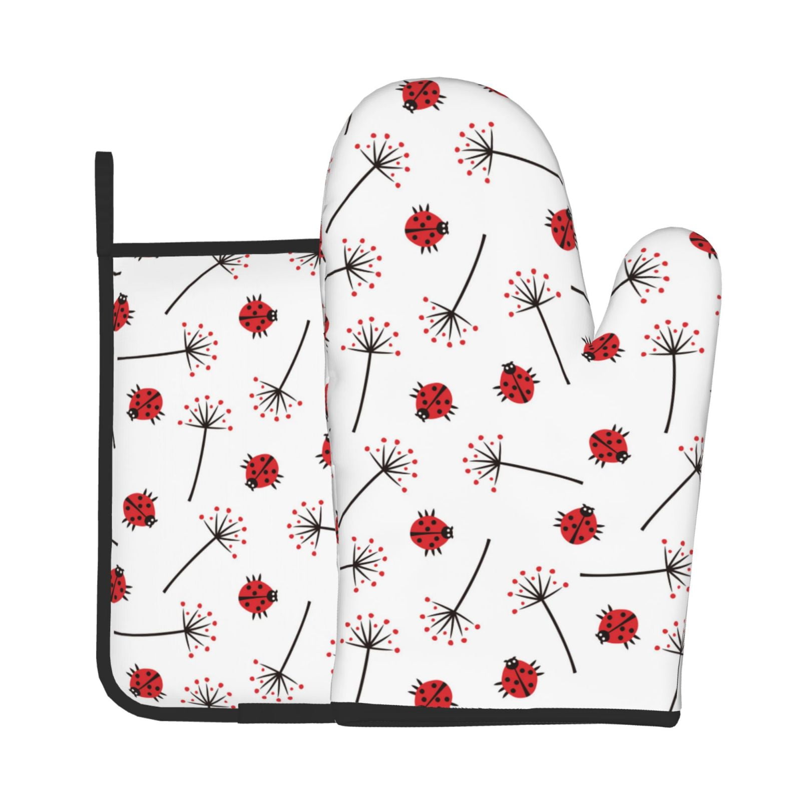 Easygdp Ladybug With Dandelion Oven Mitts and Pot Holders 2 pcs Set ...