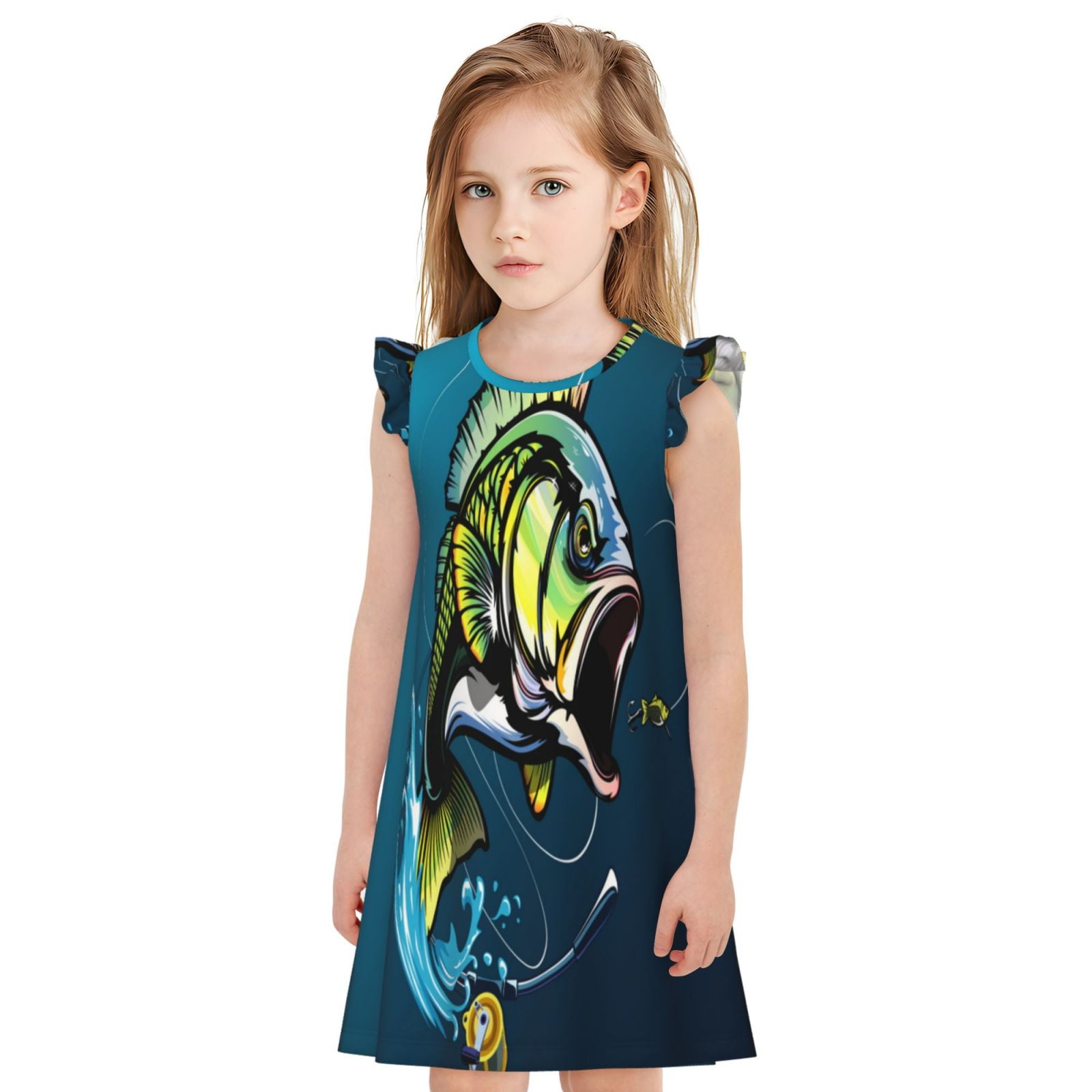 Easygdp Largemouth Bass Fish for Girls Pajamas Dress, Princess ...