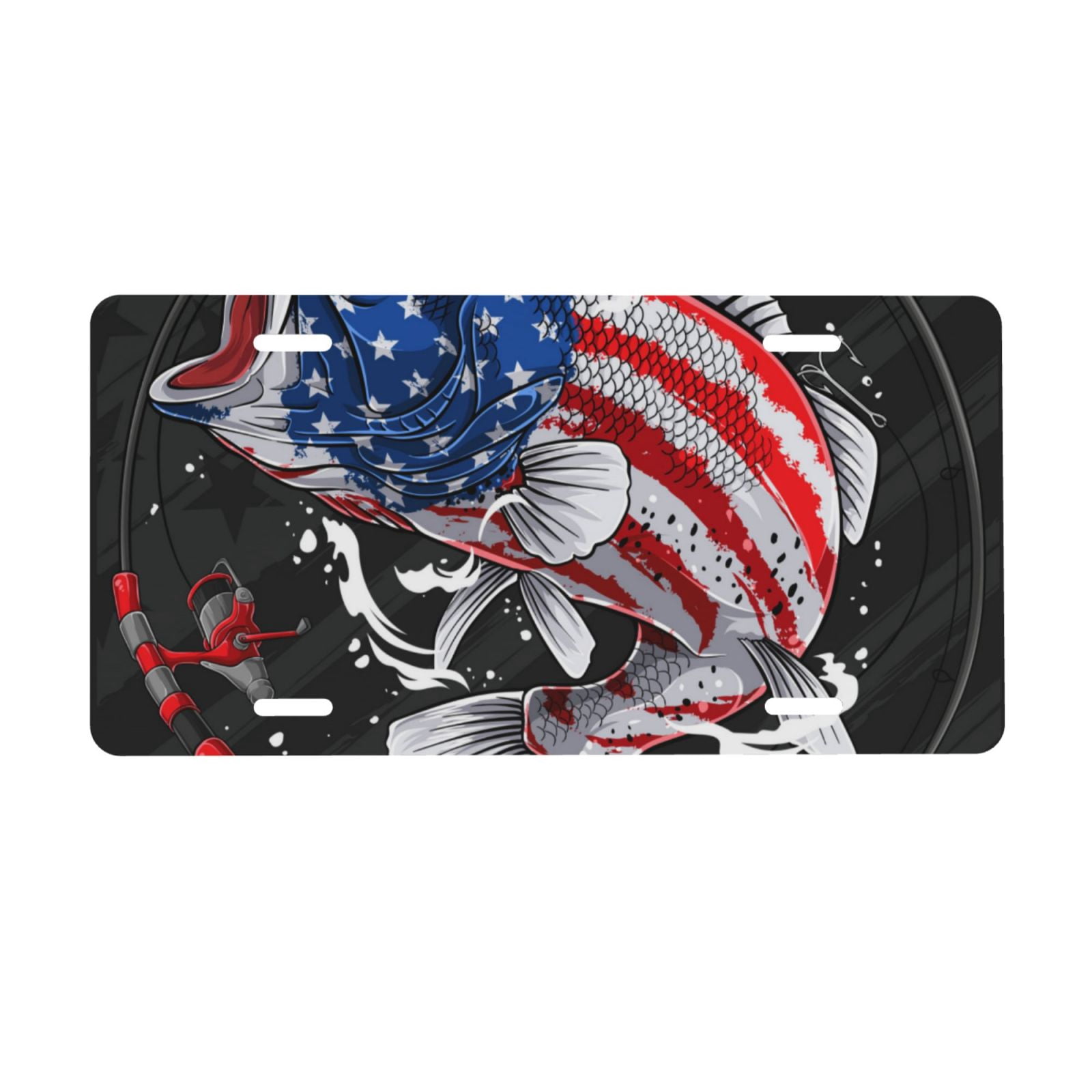 Easygdp Largemouth Bass Fish in USA License Plate Car Front License ...