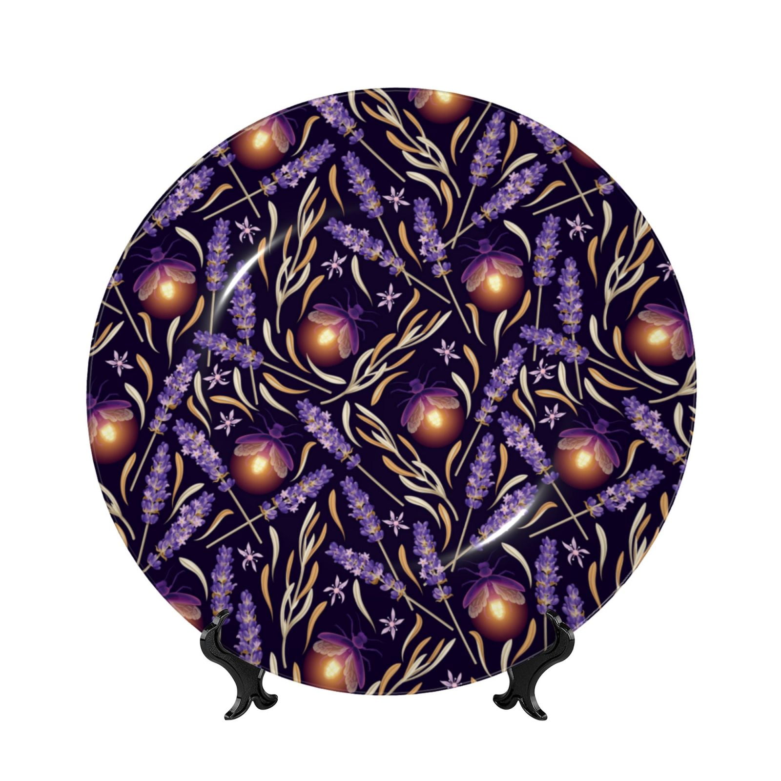 Easygdp Lavender Flowers Bone China Decorative Plate Ceramic Dinner ...