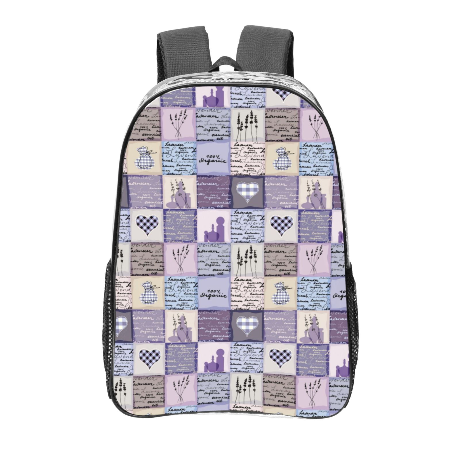 Easygdp Lavender Flowers Clear Backpack, Transparent Bookbag for School ...