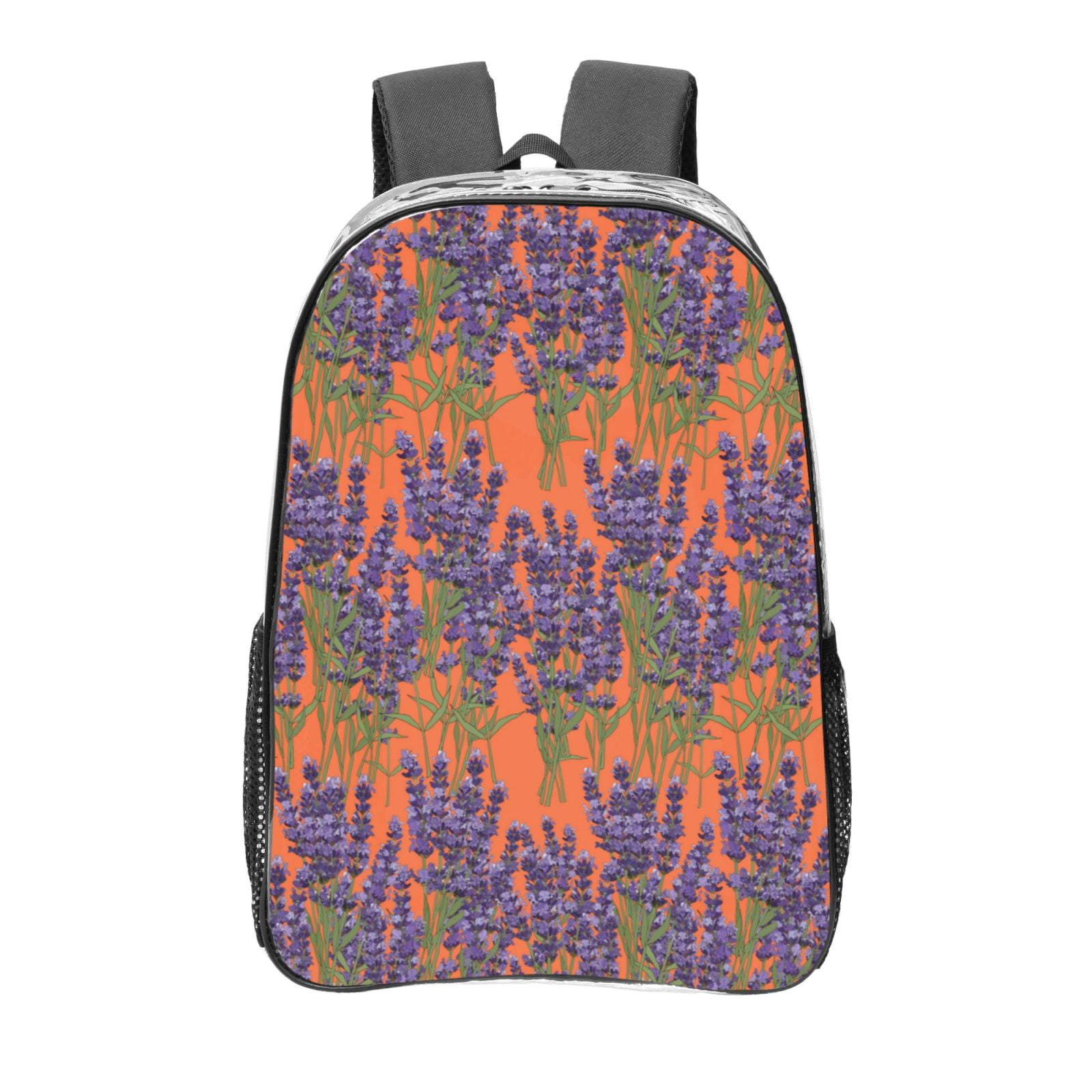 Easygdp Lavender Flowers Clear Backpack, Transparent Bookbag for School ...