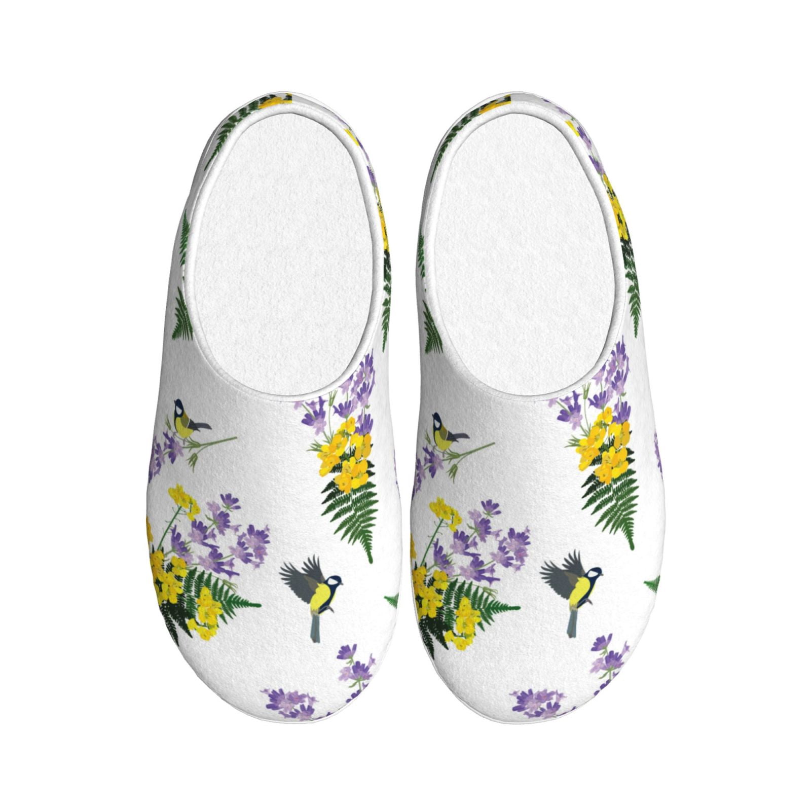 Easygdp Lavender Flowers Slippers for Women Mens Winter Warm Home ...
