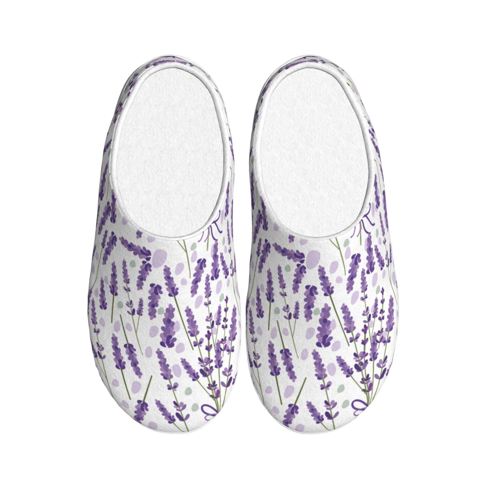 Easygdp Lavender Flowers Slippers for Women Mens Winter Warm Home ...