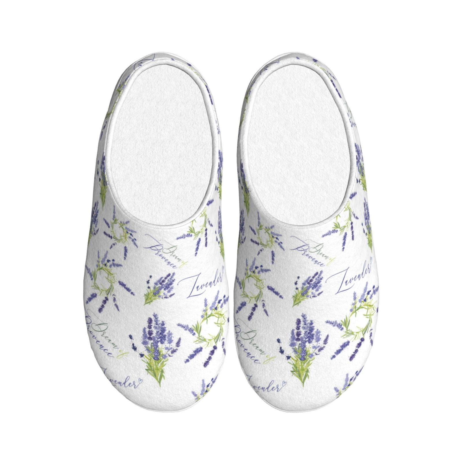 Easygdp Lavender Flowers Slippers for Women Mens Winter Warm Home ...