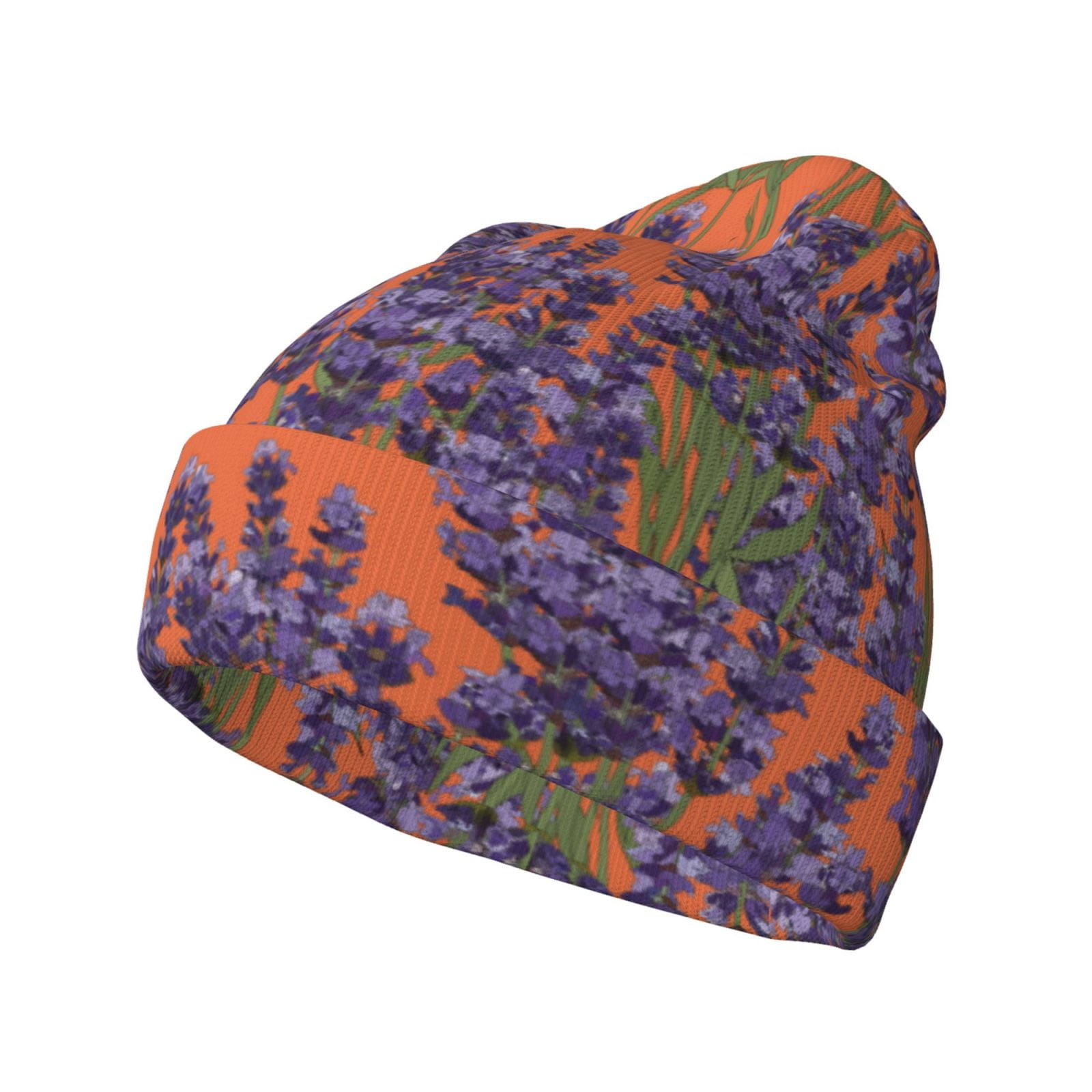 Easygdp Lavender Flowers Winter Beanie for Men Women Beanie Knit Hat ...