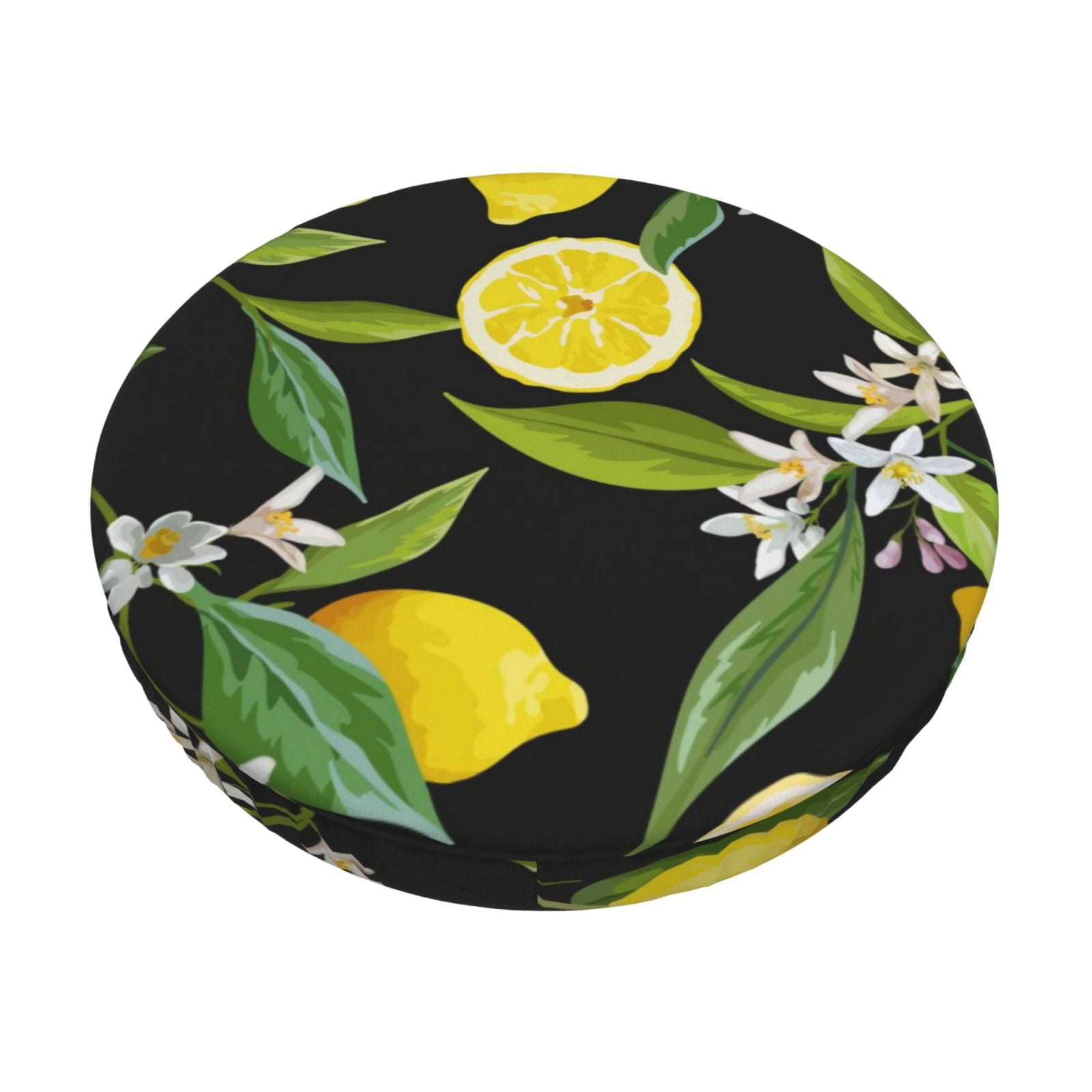 Easygdp Lemon Fruits Flowers Leaves Easy To Install Bar Chair Cover ...