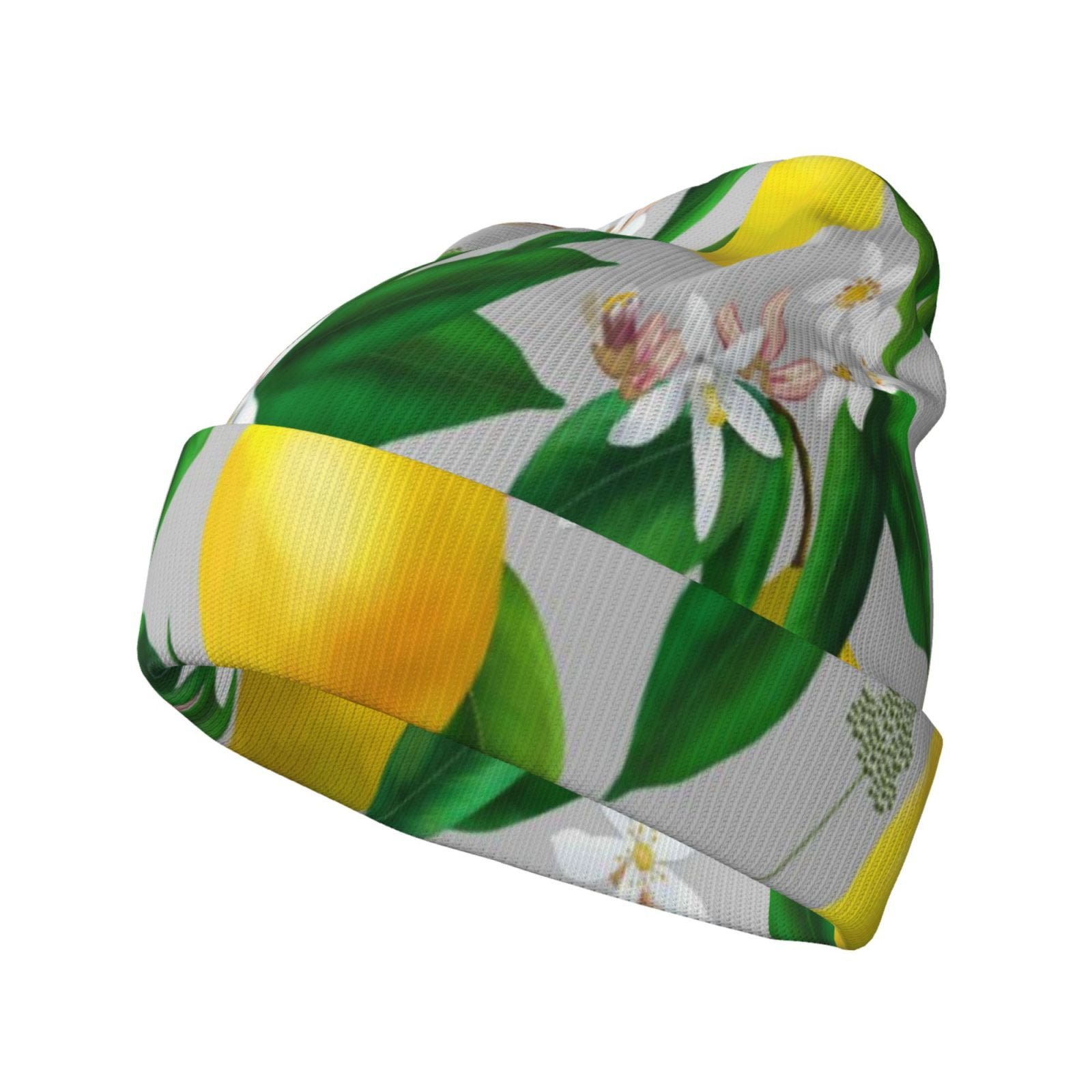 Easygdp Lemon Seamless Pattern Oil Painting Effect Winter Beanie for ...