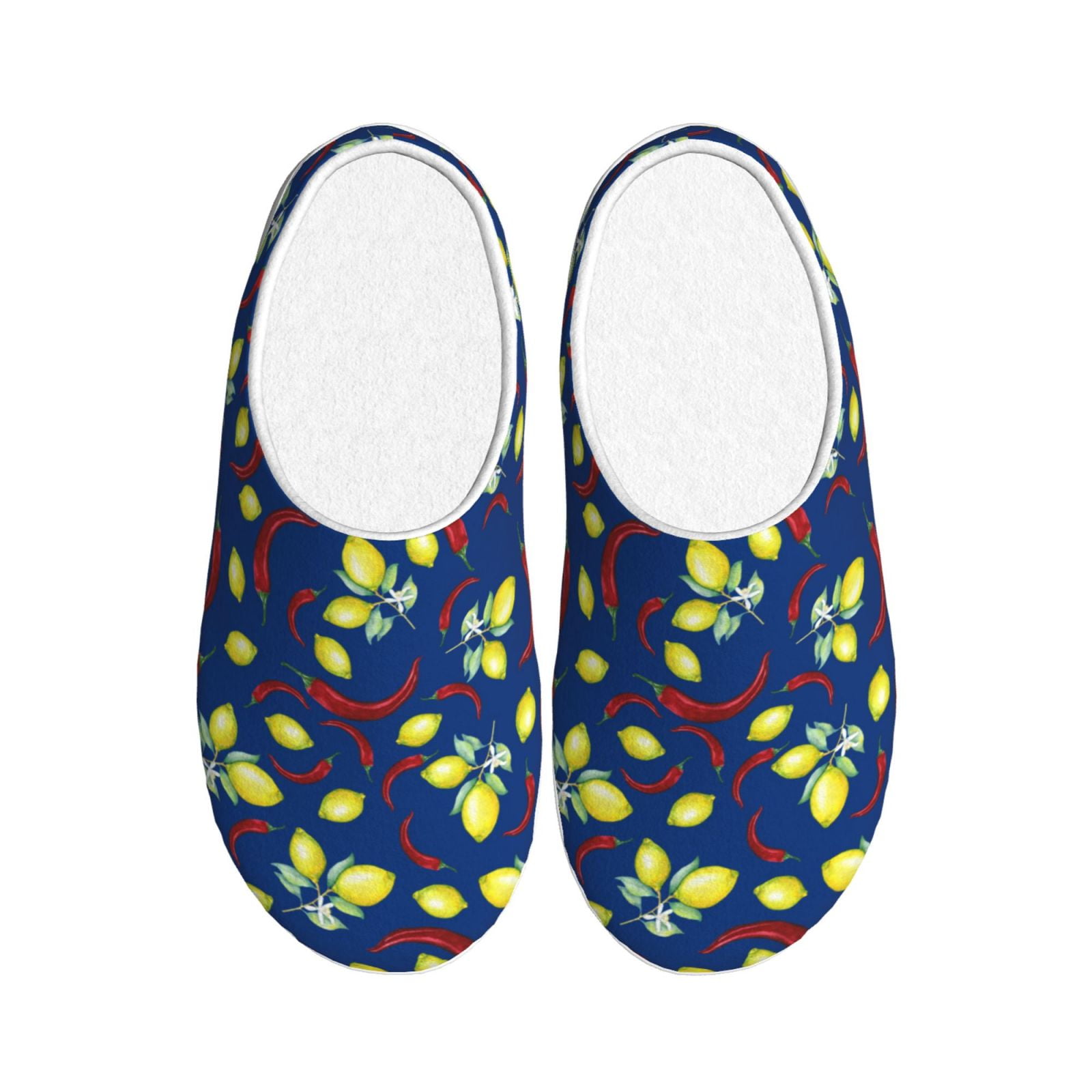 Easygdp Lemons And Chili Slippers for Women Mens Winter Warm Home ...