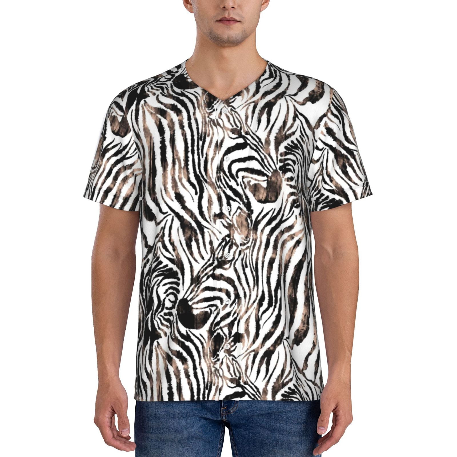 Easygdp Leopard And Zebra Mens T-Shirts Baseball Vintage Fashionable ...