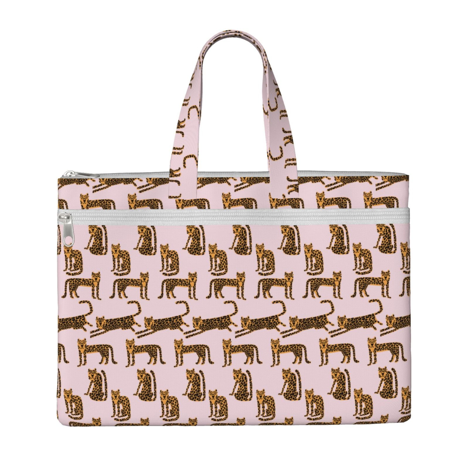 Easygdp Leopard Print Canvas Document Bag File Bag Handle Business ...