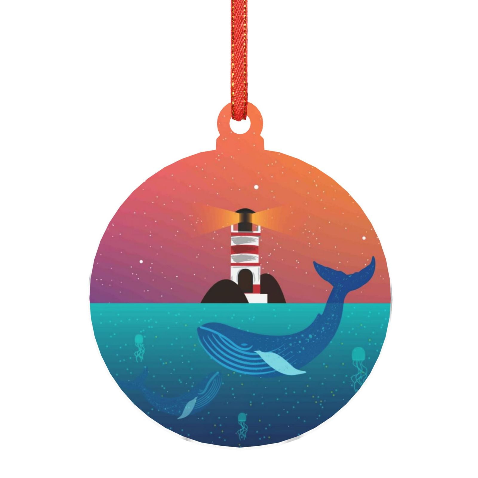 Easygdp Lighthouse and Whale Christmas Ornament Acrylic Christmas Tree ...