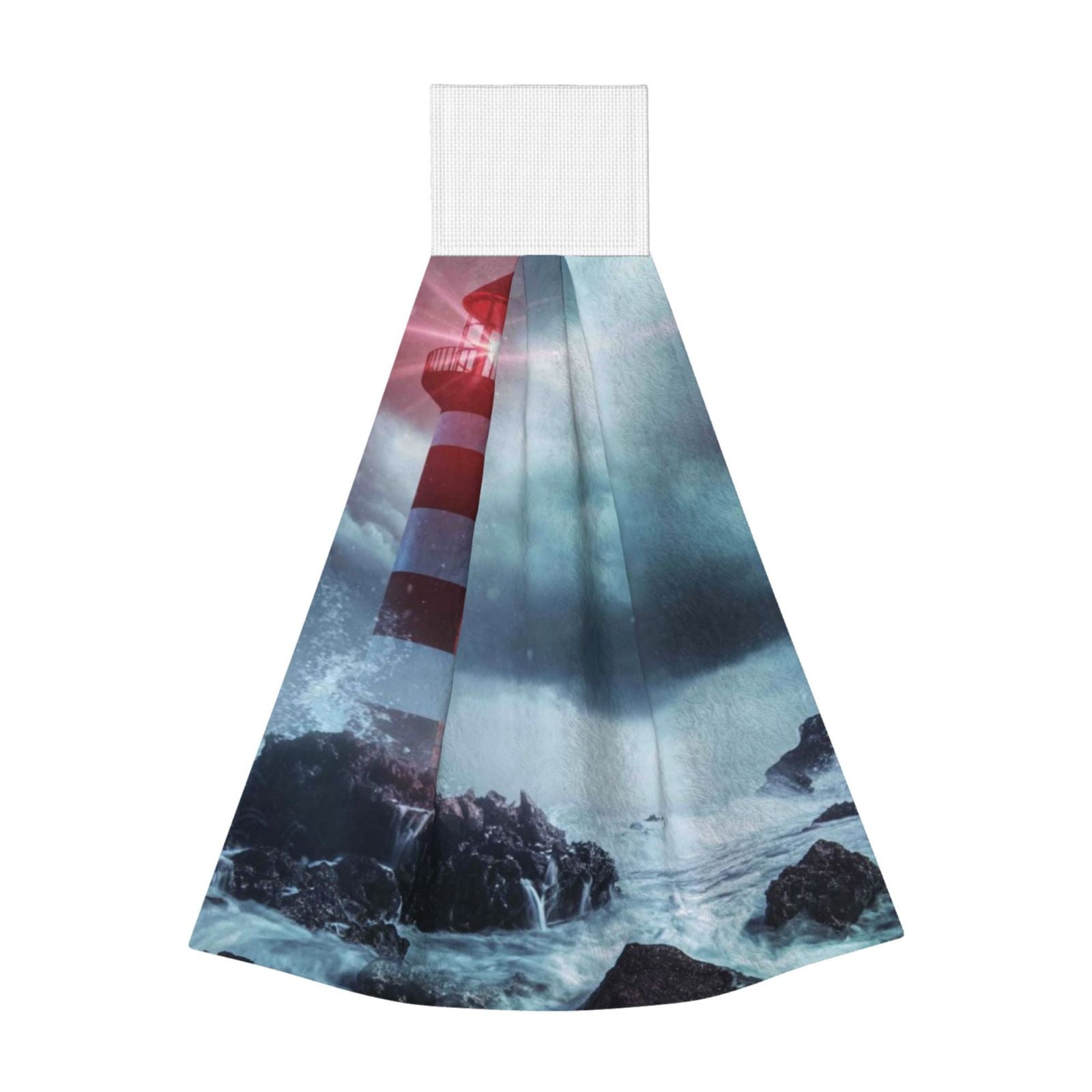 Easygdp Lighthouse in a Stormy Sea Kitchen Hand Towels Hanging Tie ...