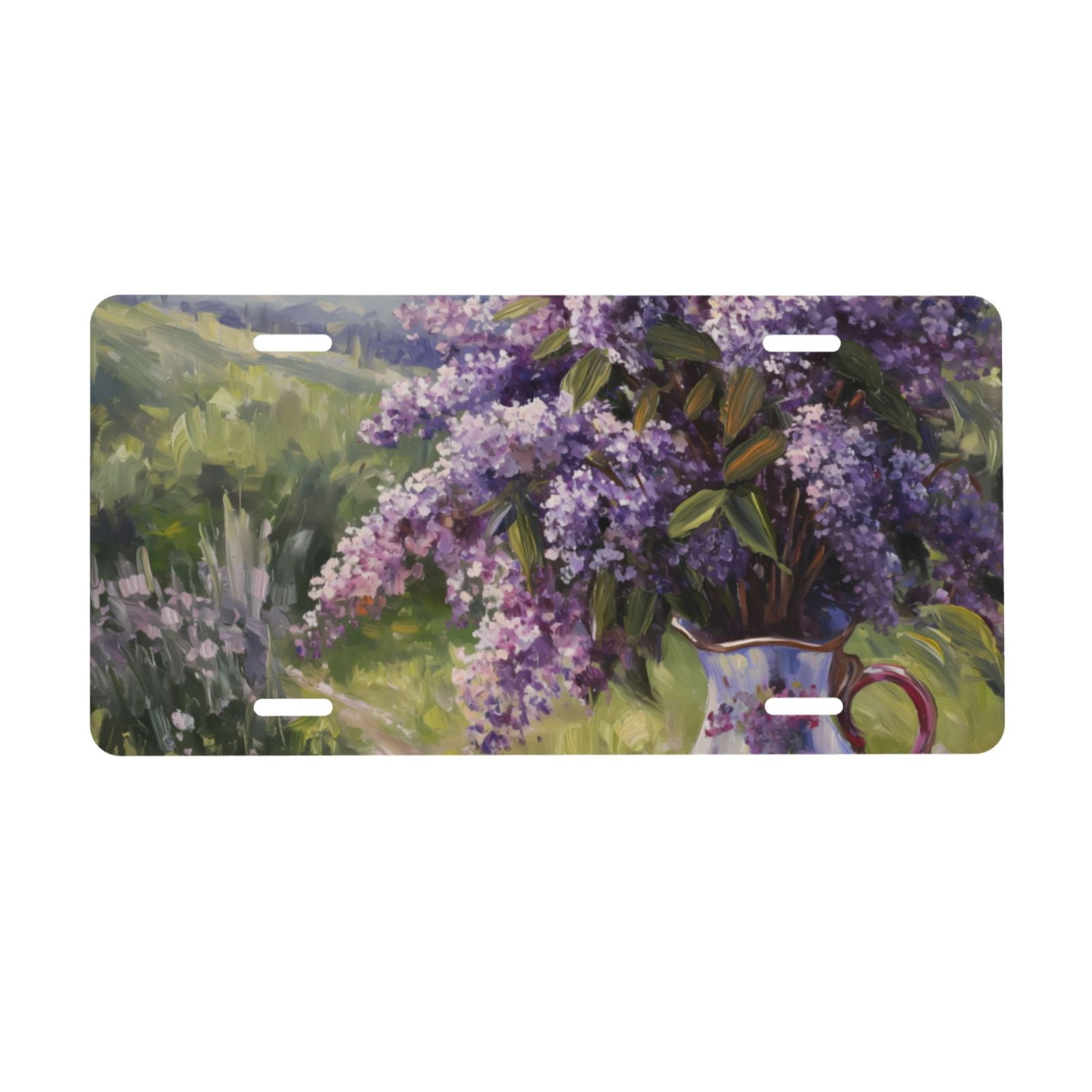 Easygdp Lilacs Teapot Scenic Painting License Plate Car Front License ...