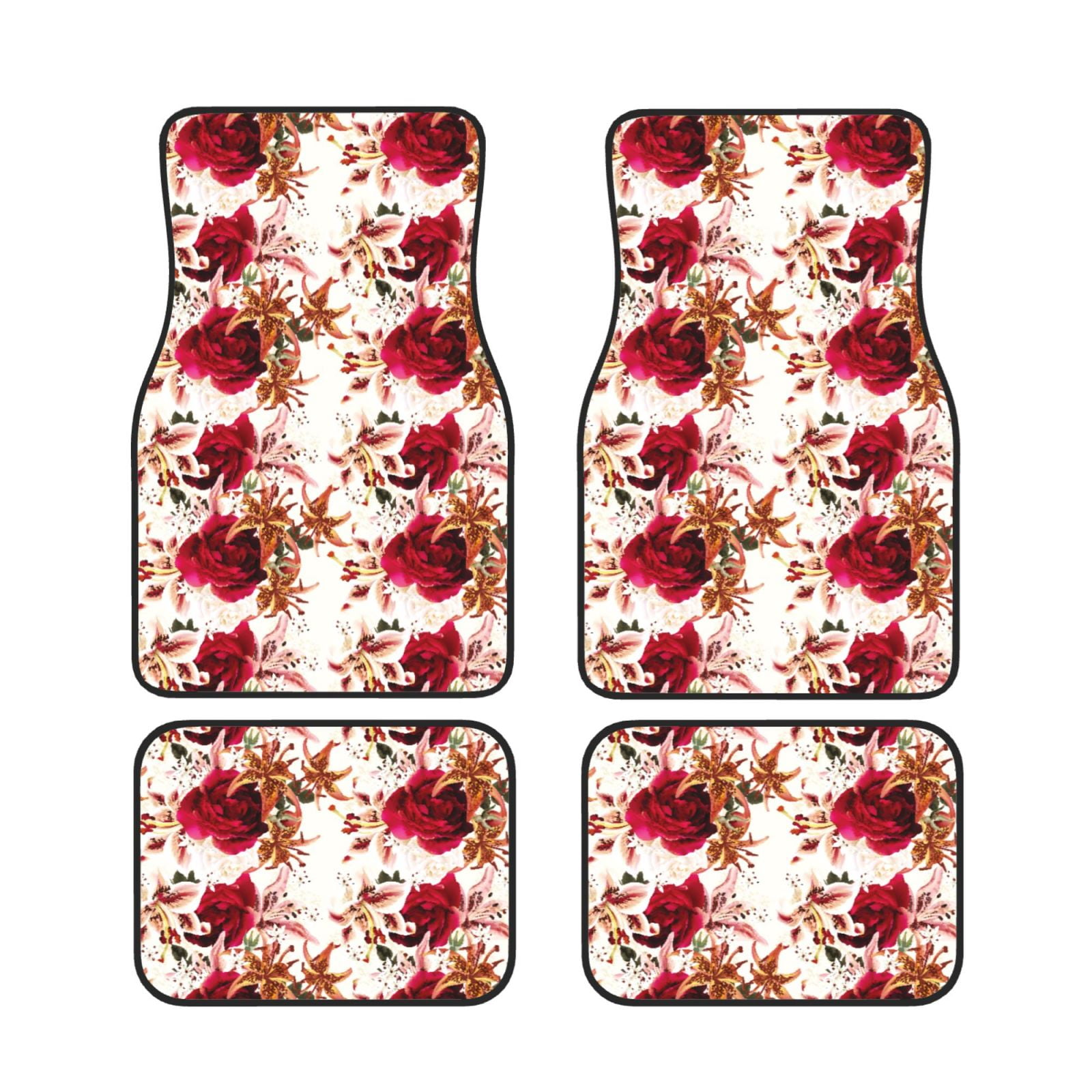 Easygdp Lilies Flowers Car Foot Mat Set of 4 Pieces, Anti-Slip Neoprene ...
