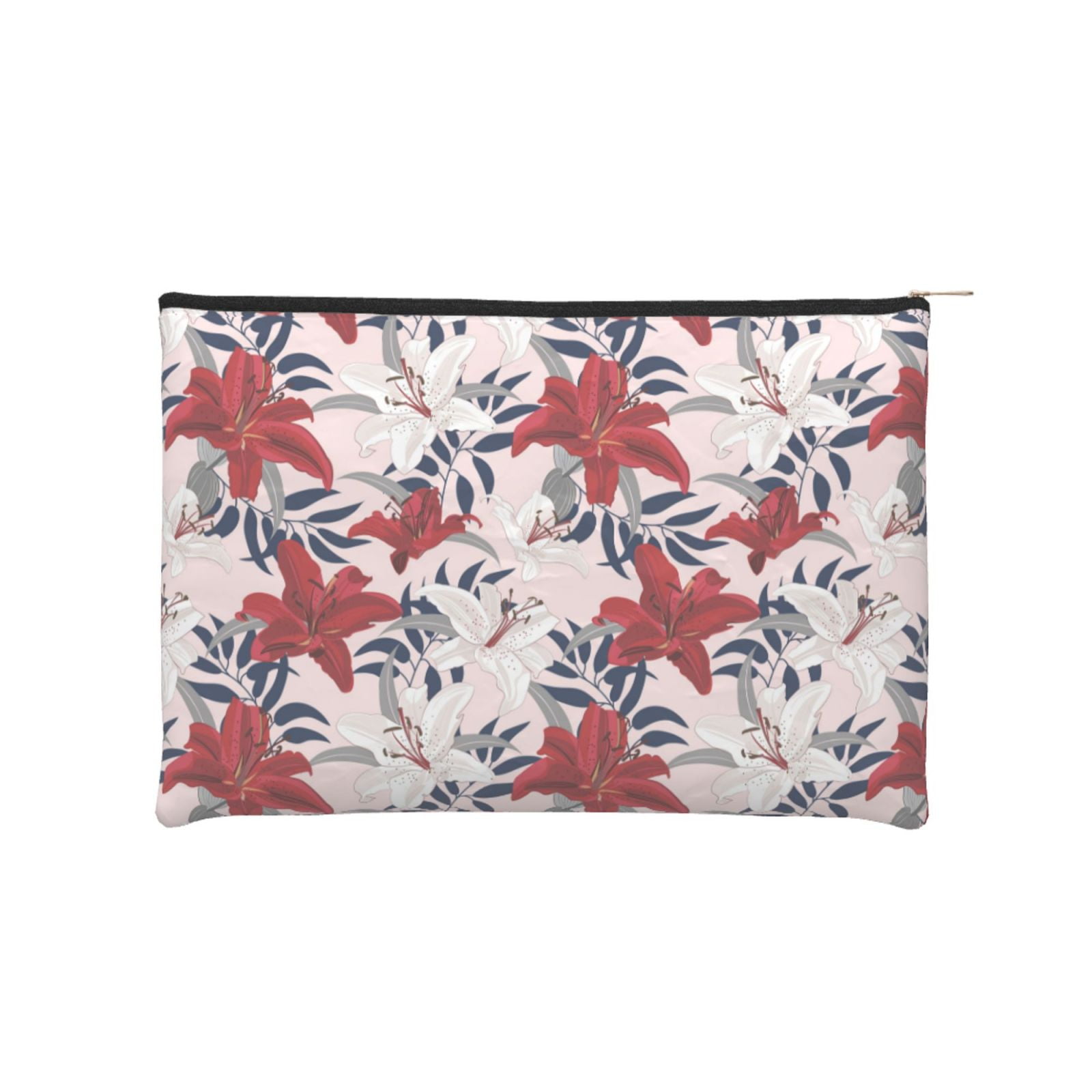 Easygdp Lilies Flowers Makeup Bag Toiletry Bag Canvas Makeup Bags ...