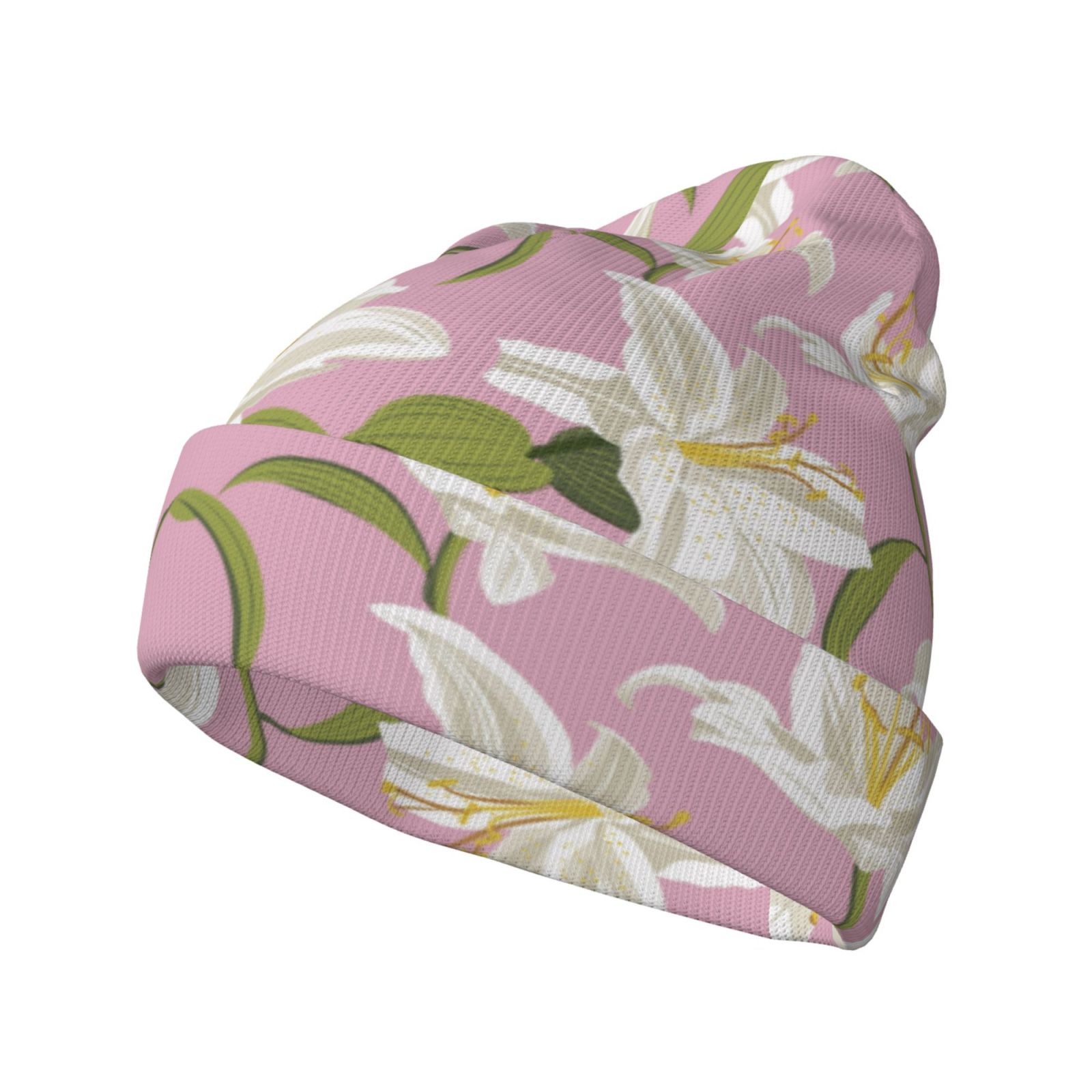 Easygdp Lilies Flowers Winter Beanie for Men Women Beanie Knit Hat ...