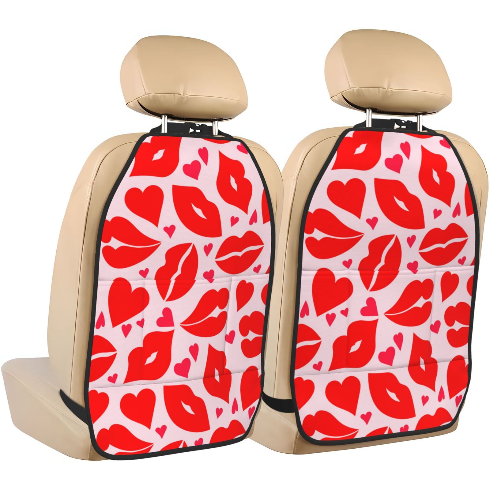 Easygdp Lips Kiss Car Kick Mat Seat Cover 2 Pcs Anti-Kick Pockets ...