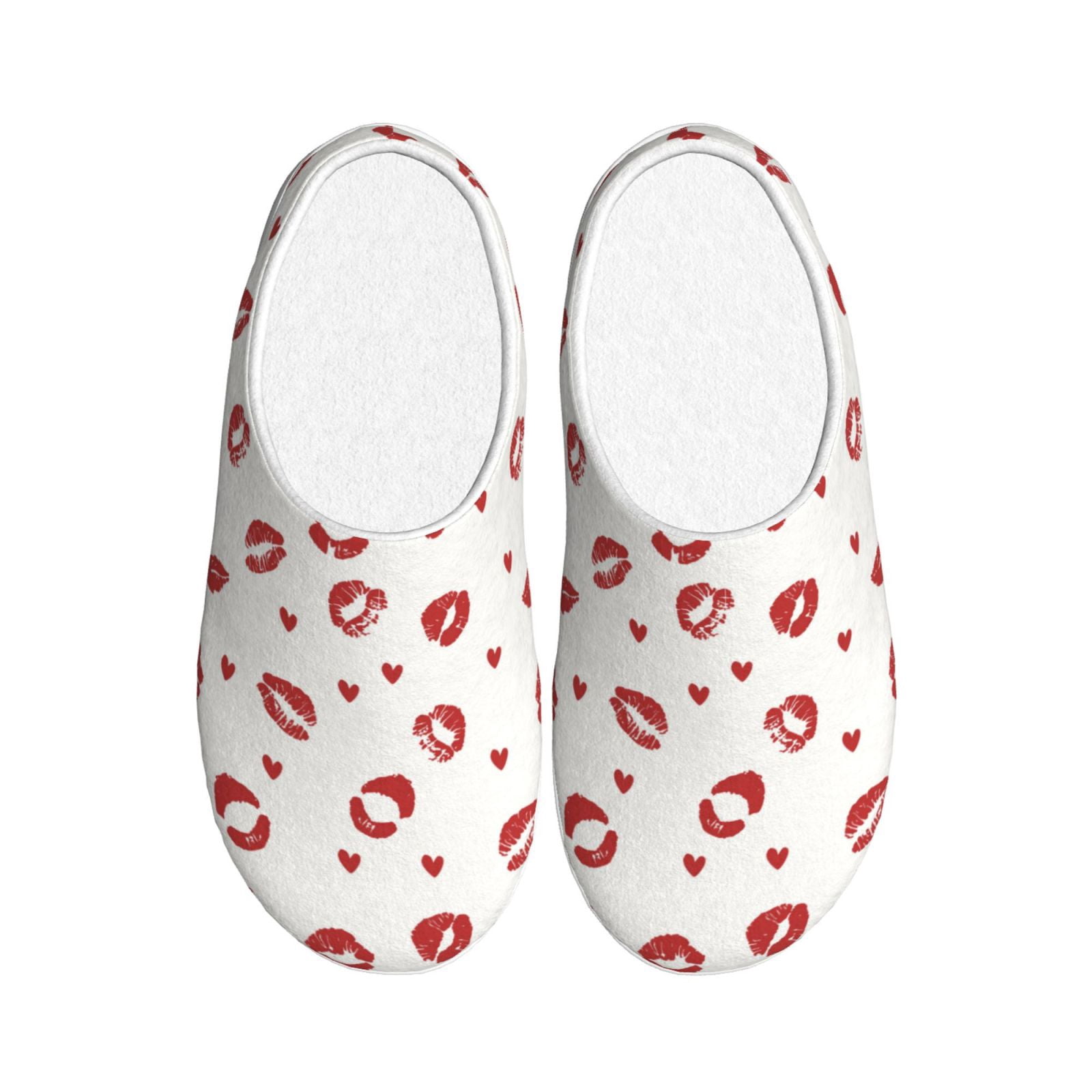 Easygdp Lips Kiss Slippers for Women Mens Winter Warm Home Slippers ...