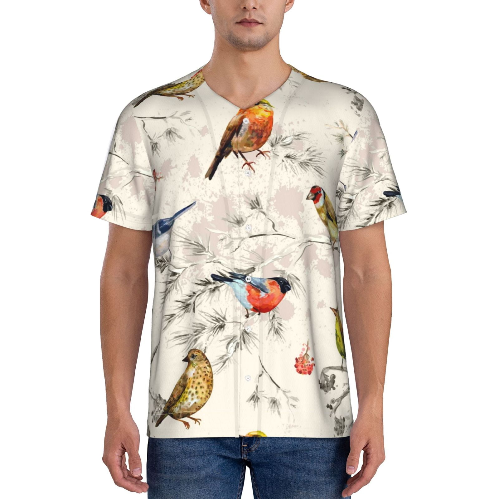 Easygdp Little Birds Mens T-Shirts Baseball Vintage Fashionable ...