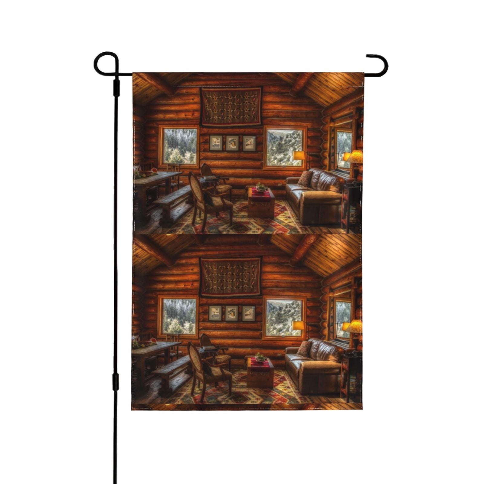 Easygdp Log Cabin Inside Garden Flag Yard Flag Welcome Flag, Double ...
