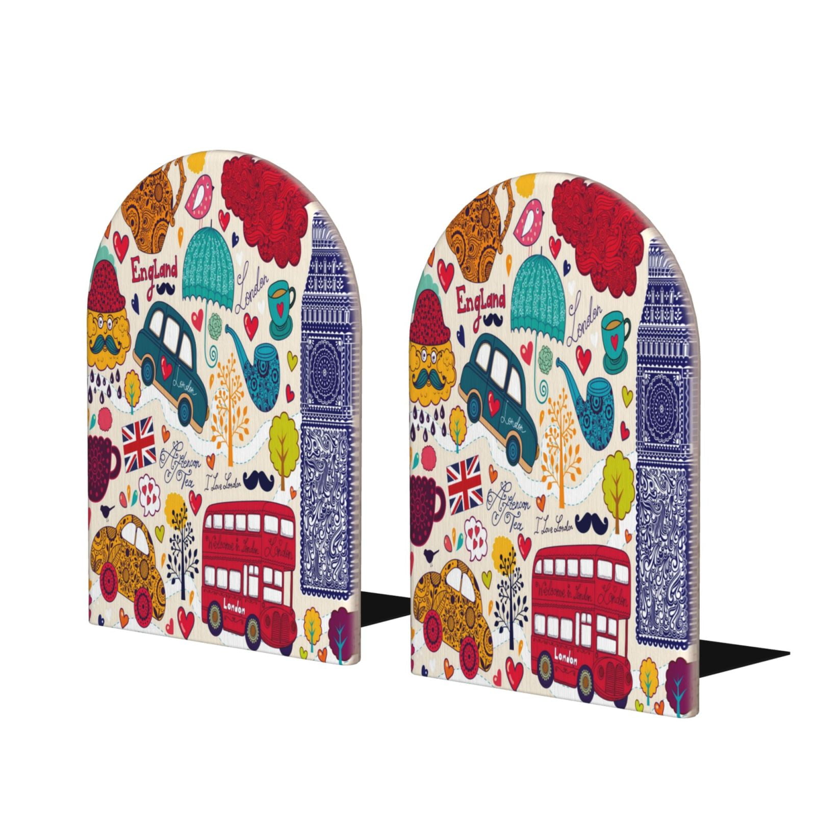 Easygdp London Symbols 2 Pcs Bookend Large Capacity Office Book Ends ...