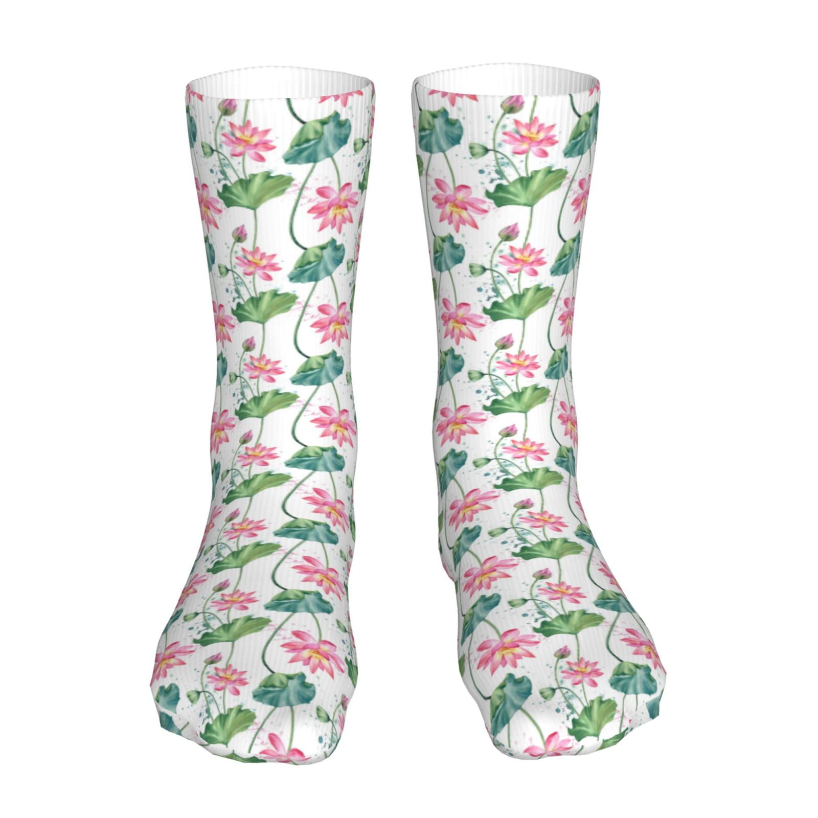 Easygdp Lotus Flower Ankle Socks for Women Stocking Mid Calf Socks ...