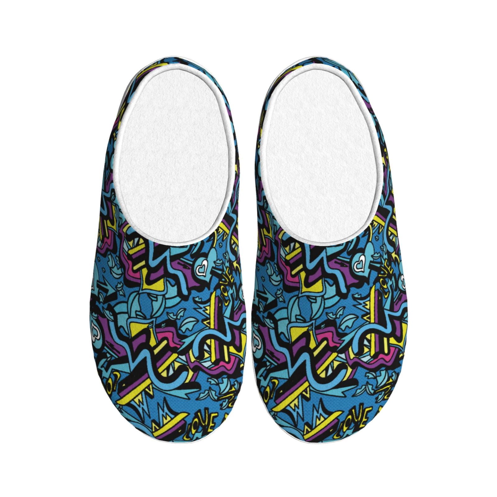 Easygdp Love Music Slippers for Women Mens Winter Warm Home Slippers ...