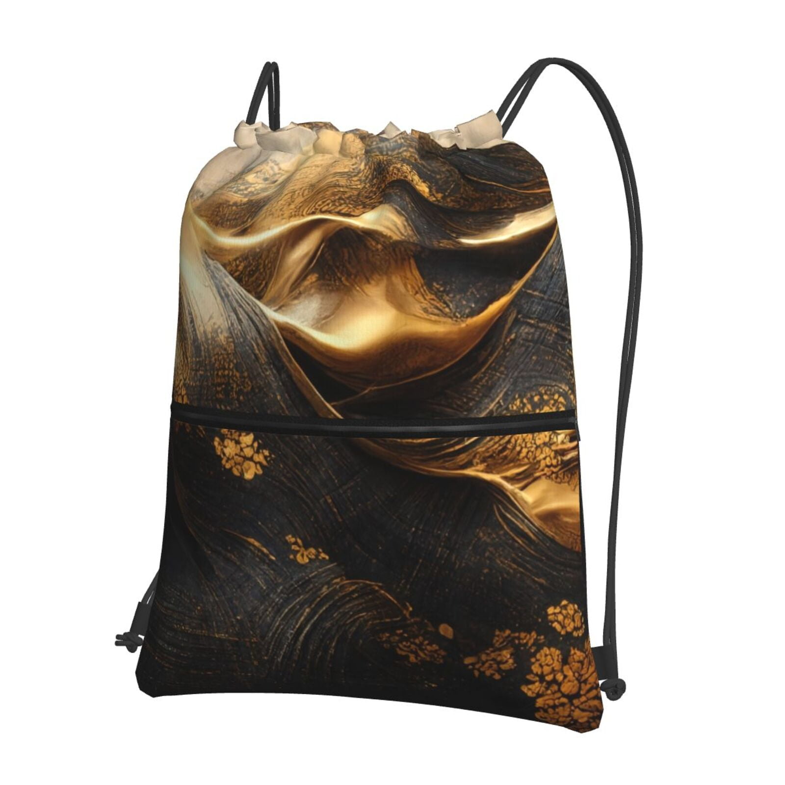 Easygdp Luxurious Gold Flow Drawstring Backpack Gym Bag,Sport Gym ...