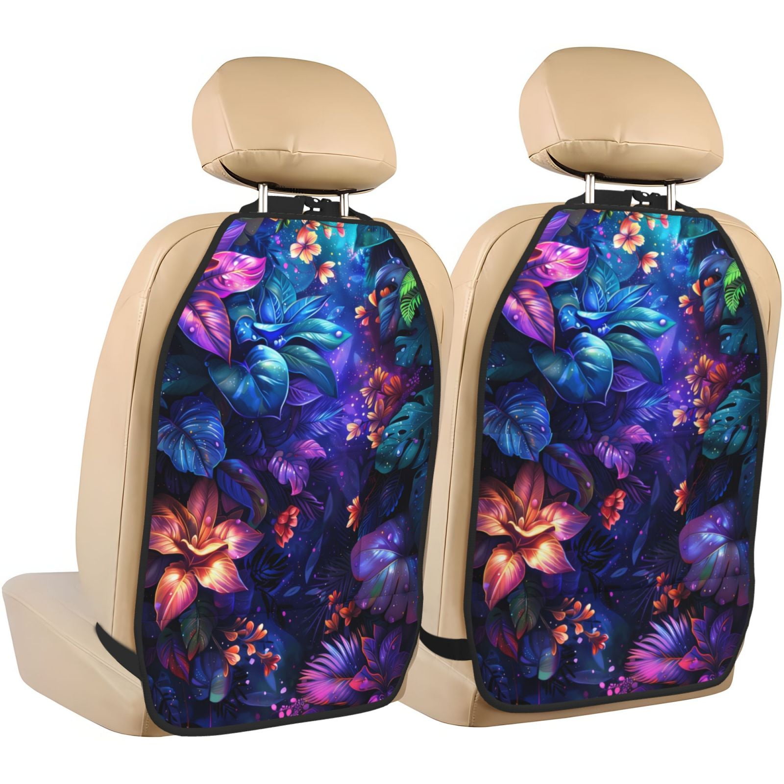 Easygdp Magic Colorful Forest Leaves Car Kick Mat Seat Cover 2 Pcs Anti ...