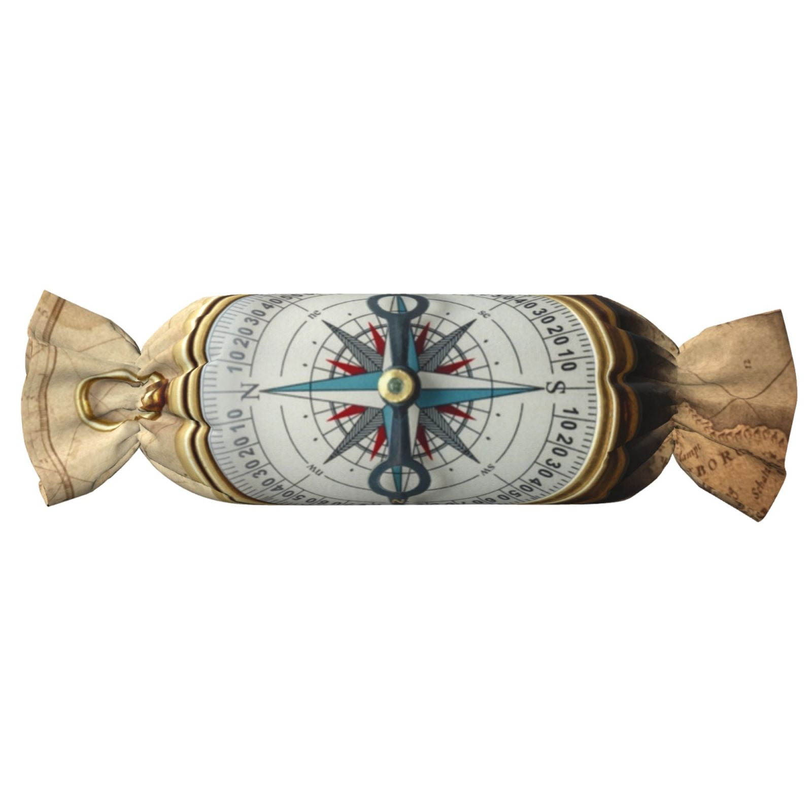 Easygdp Magnetic Old Compass On World Map Candy Pillow Cylindrical ...