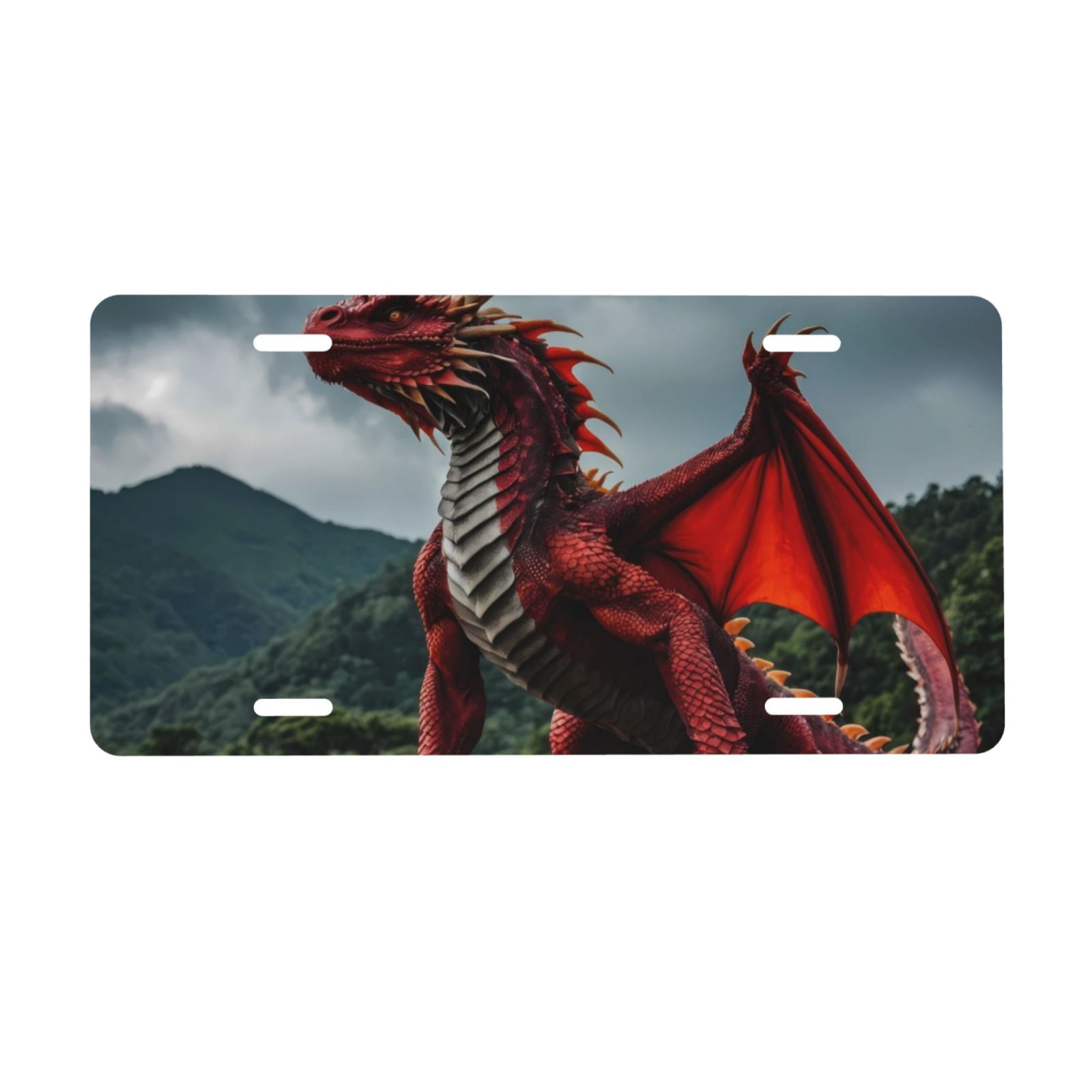 Easygdp Majestic Red Dragon License Plate Car Front License Plate Car ...