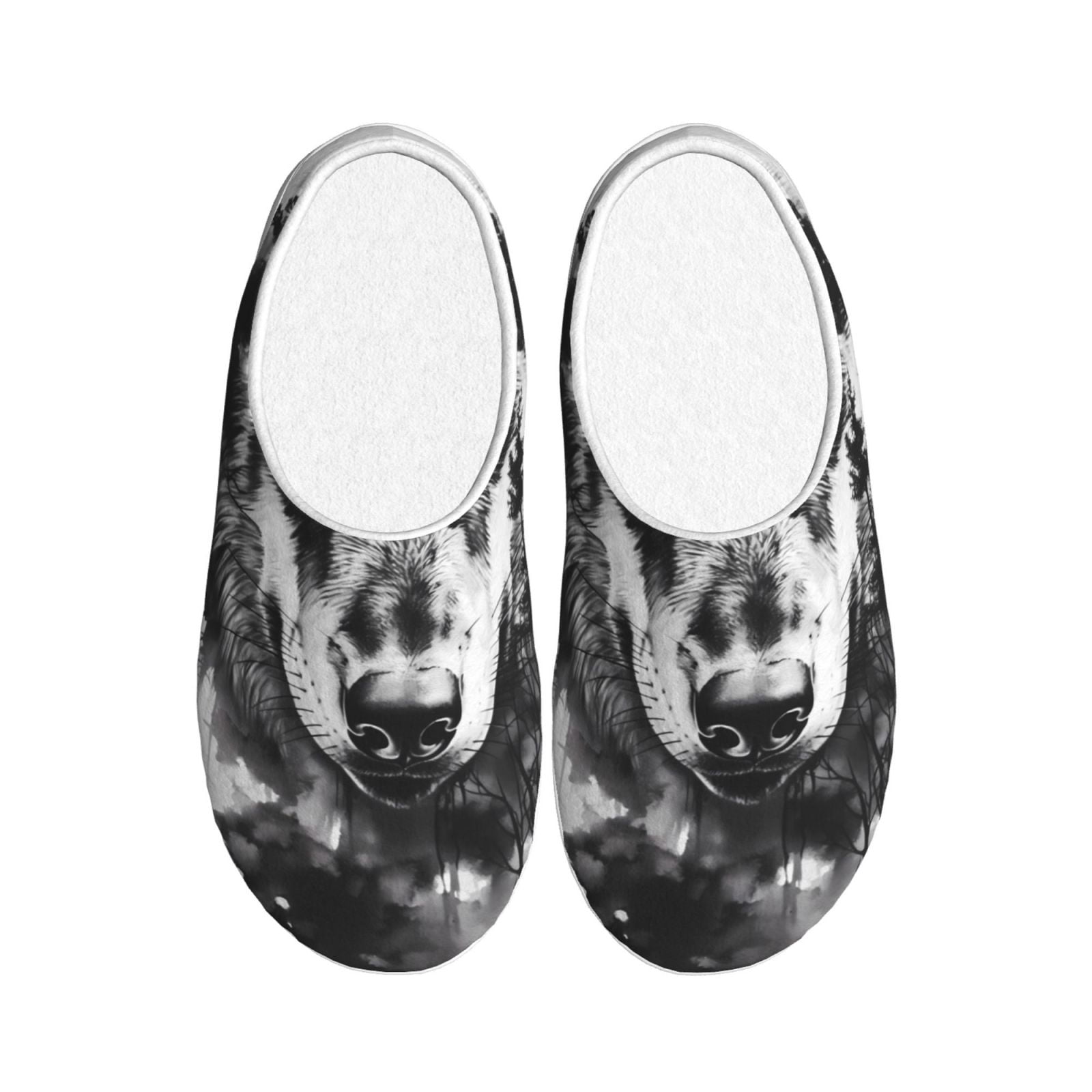 Easygdp Majestic Wolf Landscape Slippers for Women Mens Winter Warm ...