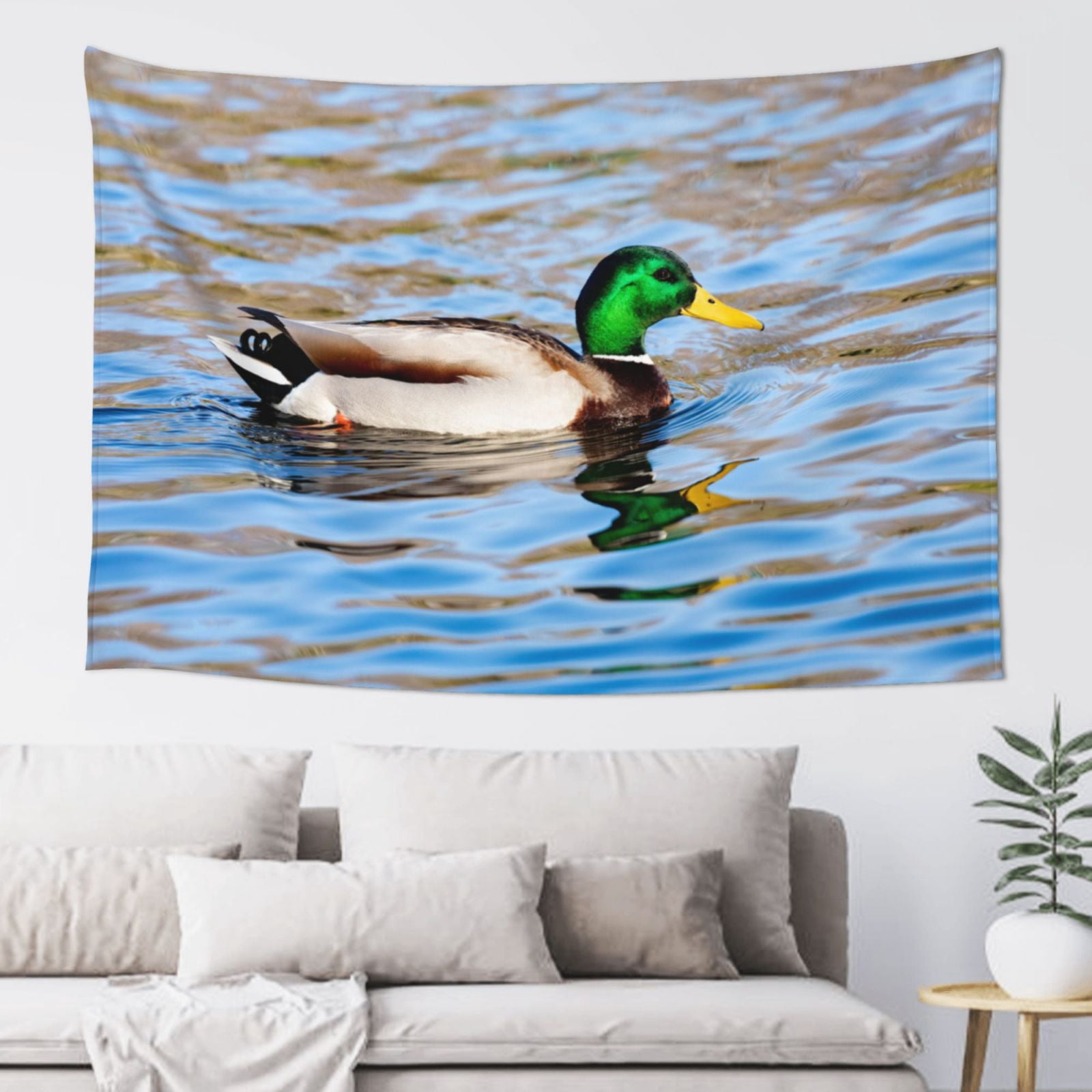 Easygdp Mallard Duck Swimming In A River Tapestry Wall Hanging, Wall ...