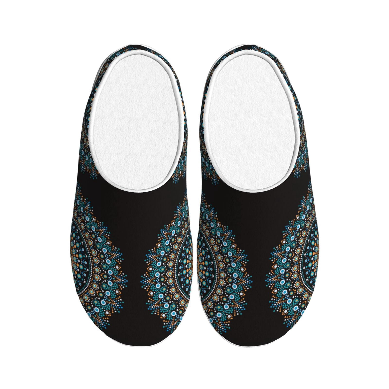 Easygdp Mandala Slippers for Women Mens Winter Warm Home Slippers Plush ...
