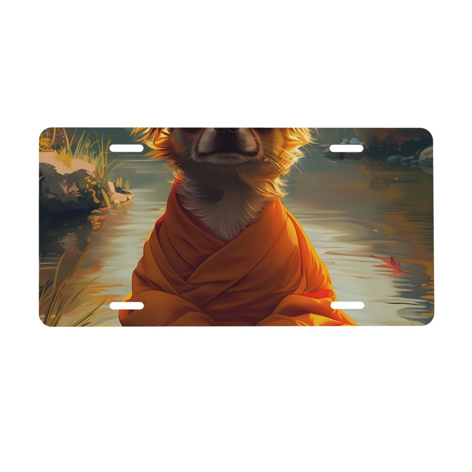 Easygdp Maple Leaf Meditating Chihuahua License Plate Car Front License ...