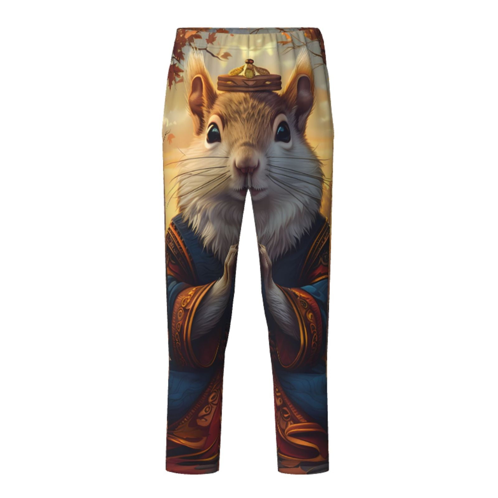 Easygdp Maple Leaf Meditating Squirrel Boys Girls Pajama Pants Long ...