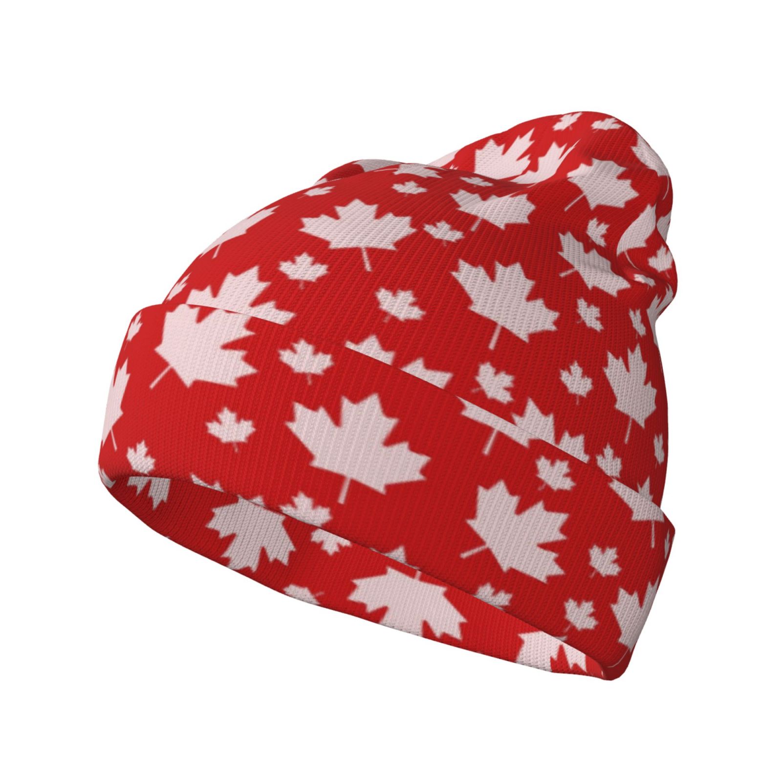 Easygdp Maple Leaves Winter Beanie for Men Women Beanie Knit Hat Cuffed ...